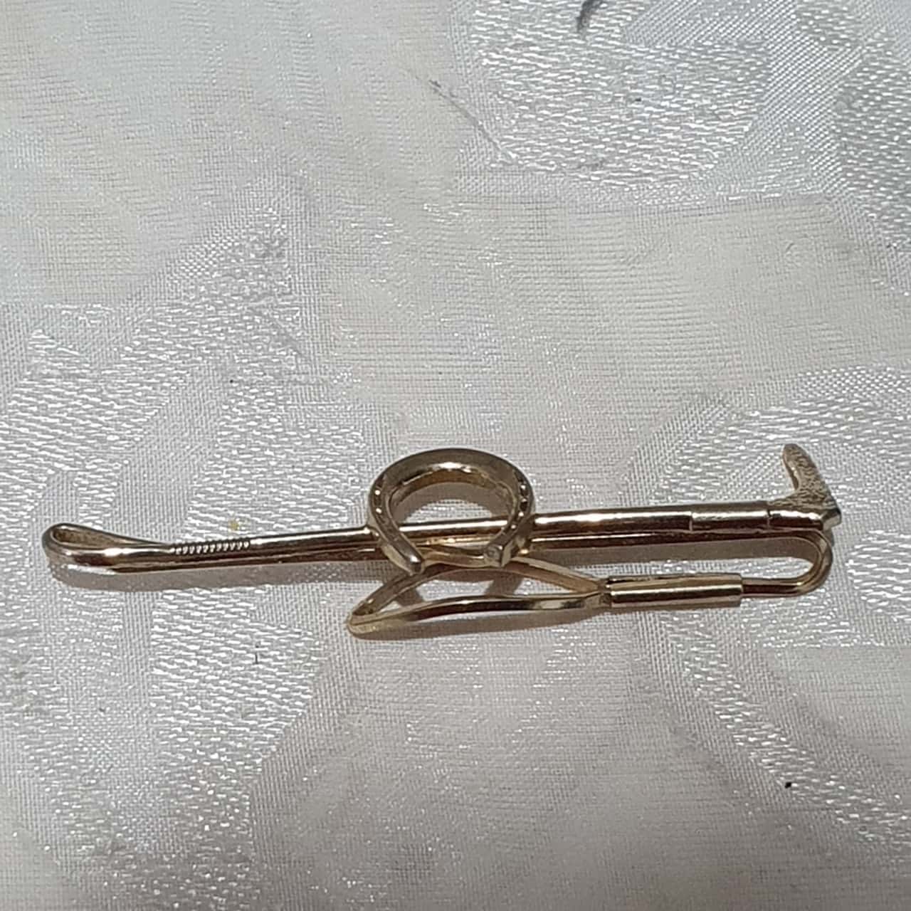 Stratton Stock Pin Horseshoe And Riding Crop W/Gold Tone Brooch With ...