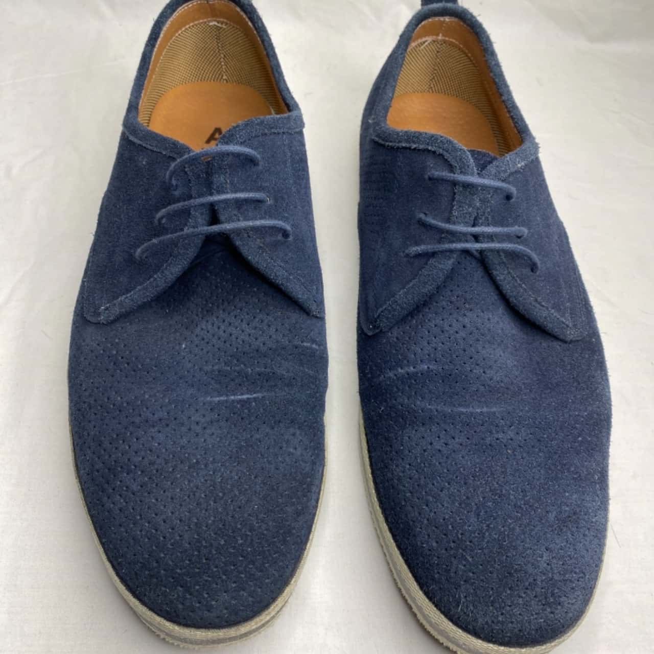 AQ by Aquila Mens Navy Blue Leather Suede Shoes(s)