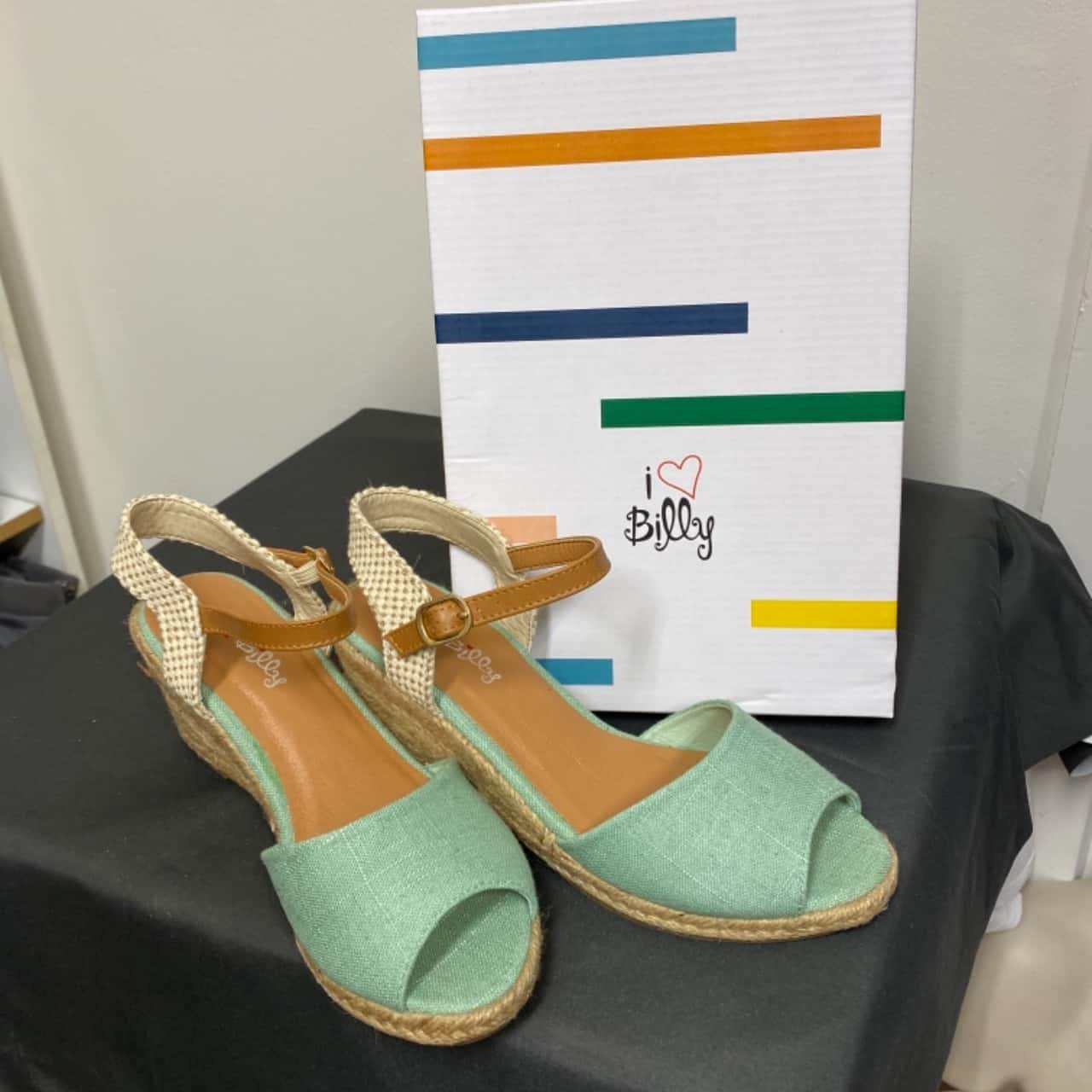 I Love Billy Womens Size 38 Green wedge hill sandals (s) - New Without ...