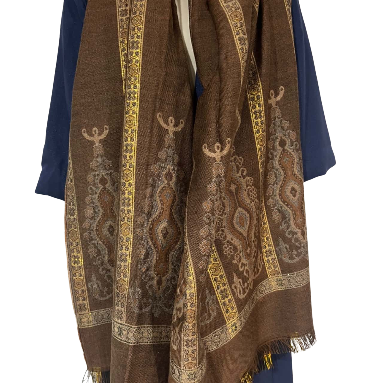 Womens Pashmina Brown / Gold Scarf