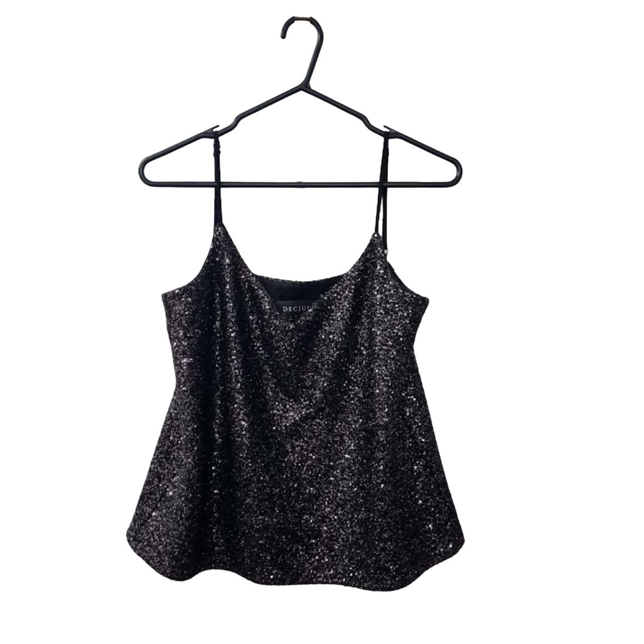 Decjuba Women's Size 8 Sequin Singlet Top in Black & Silver (s) - Used ...