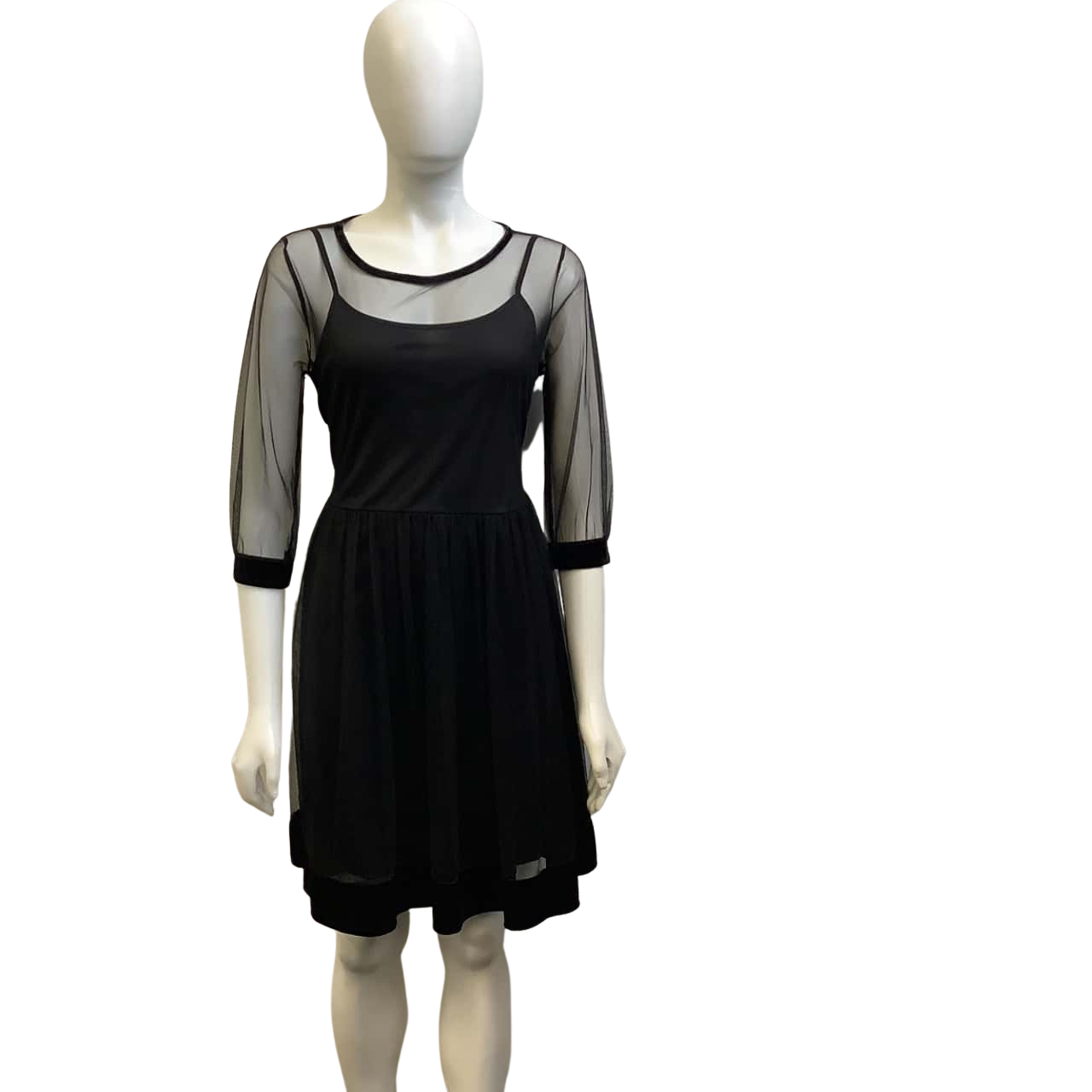 Luma Allegra Womens Size M-L Mesh Long Sleeve Dress Black(s)