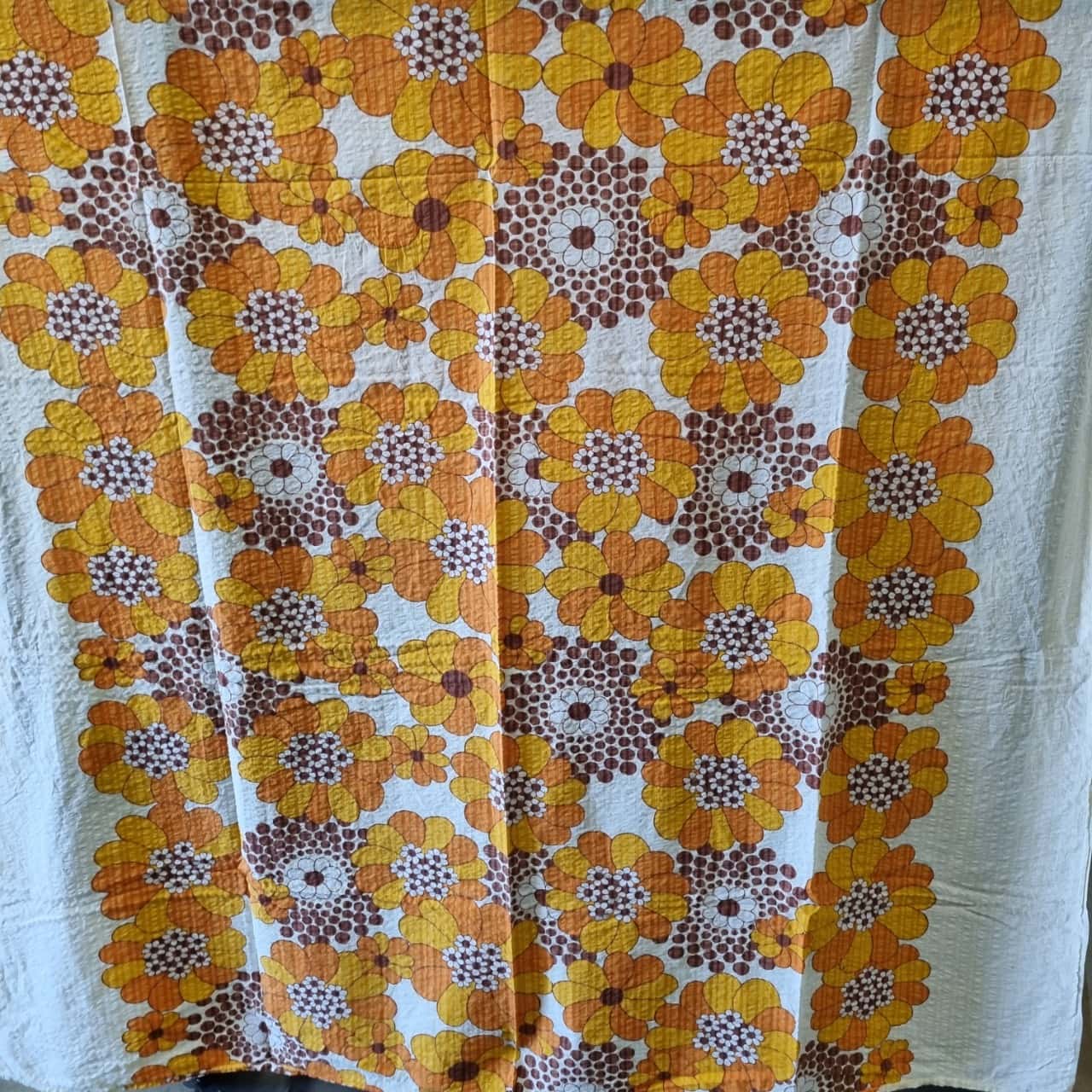Retro Orange Rust Flower Power Table Cloth(s) - Used Good | Salvos Stores