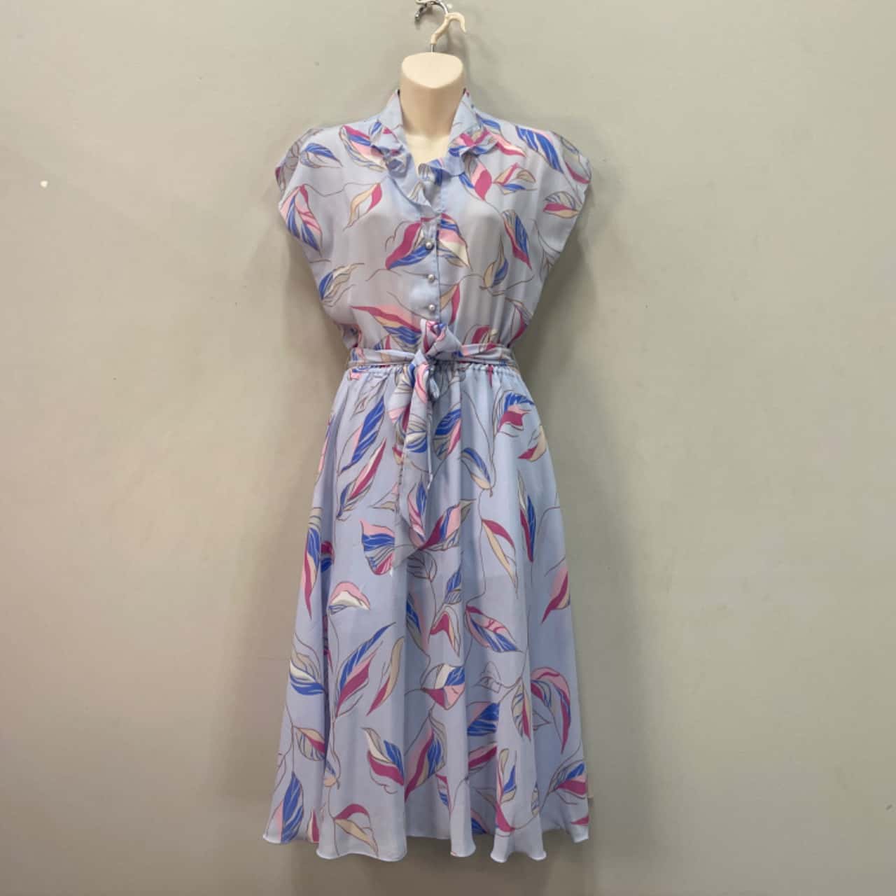 Vintage Julee Jones Womens Size 10 Midi Dress Blue / Floral (s)