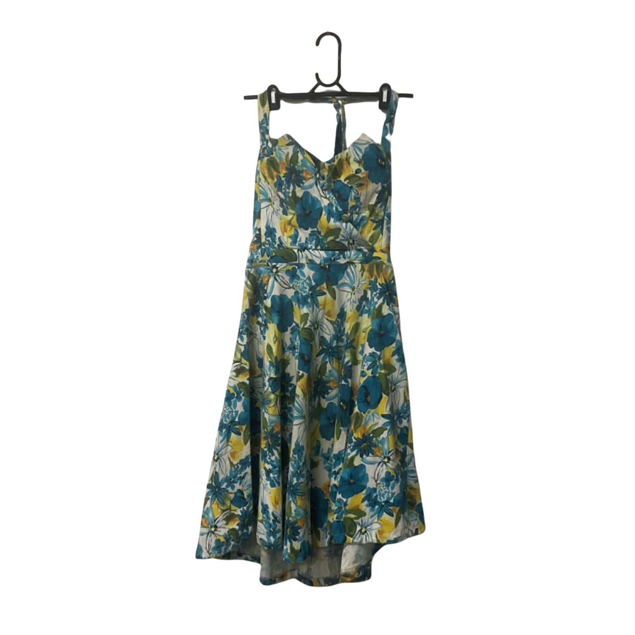 Women’s Lindy Bop Size 14 Halter Neck Dress Blue / Floral / White ...