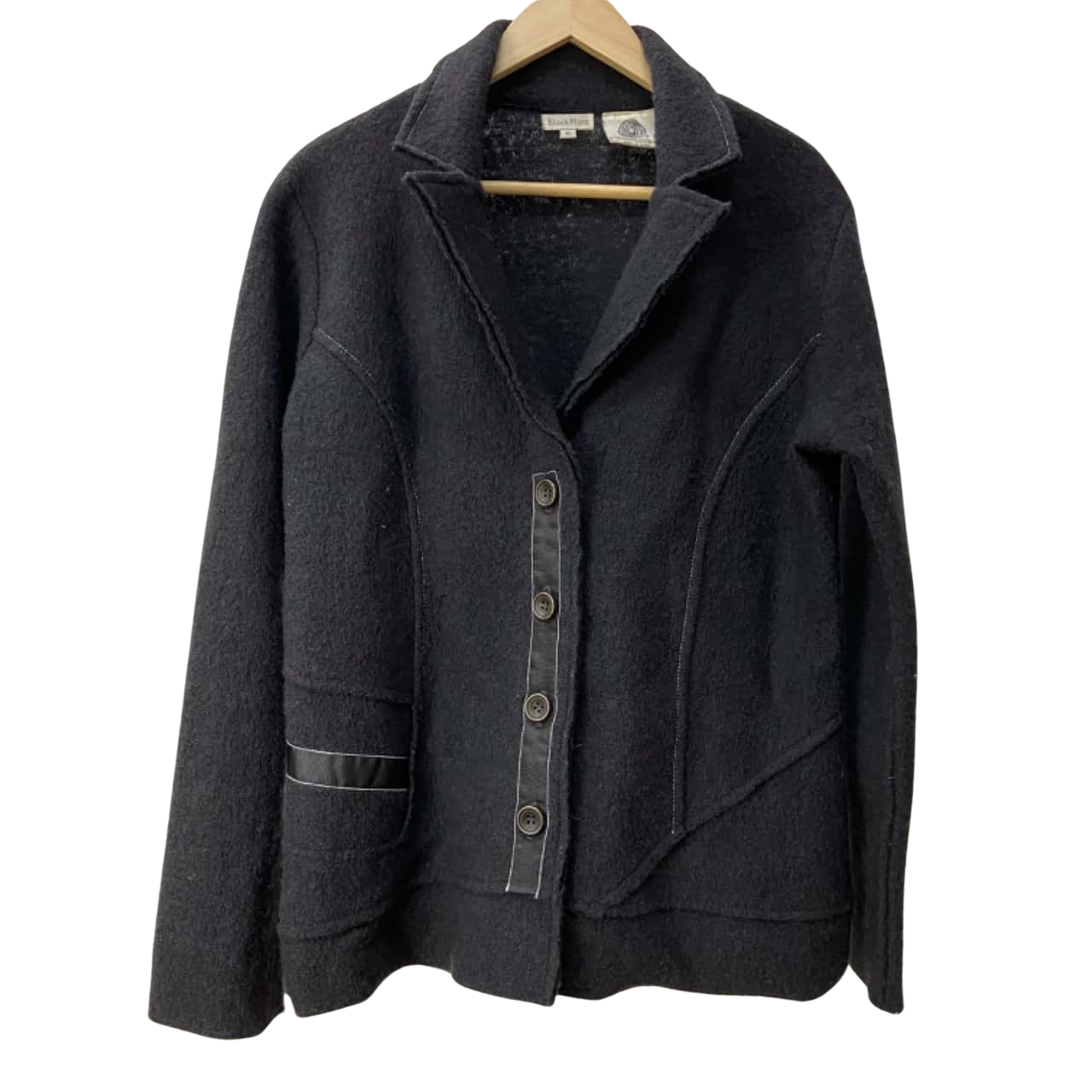 Black Plum- Womens Size M - Pure New Wool Jacket - Black