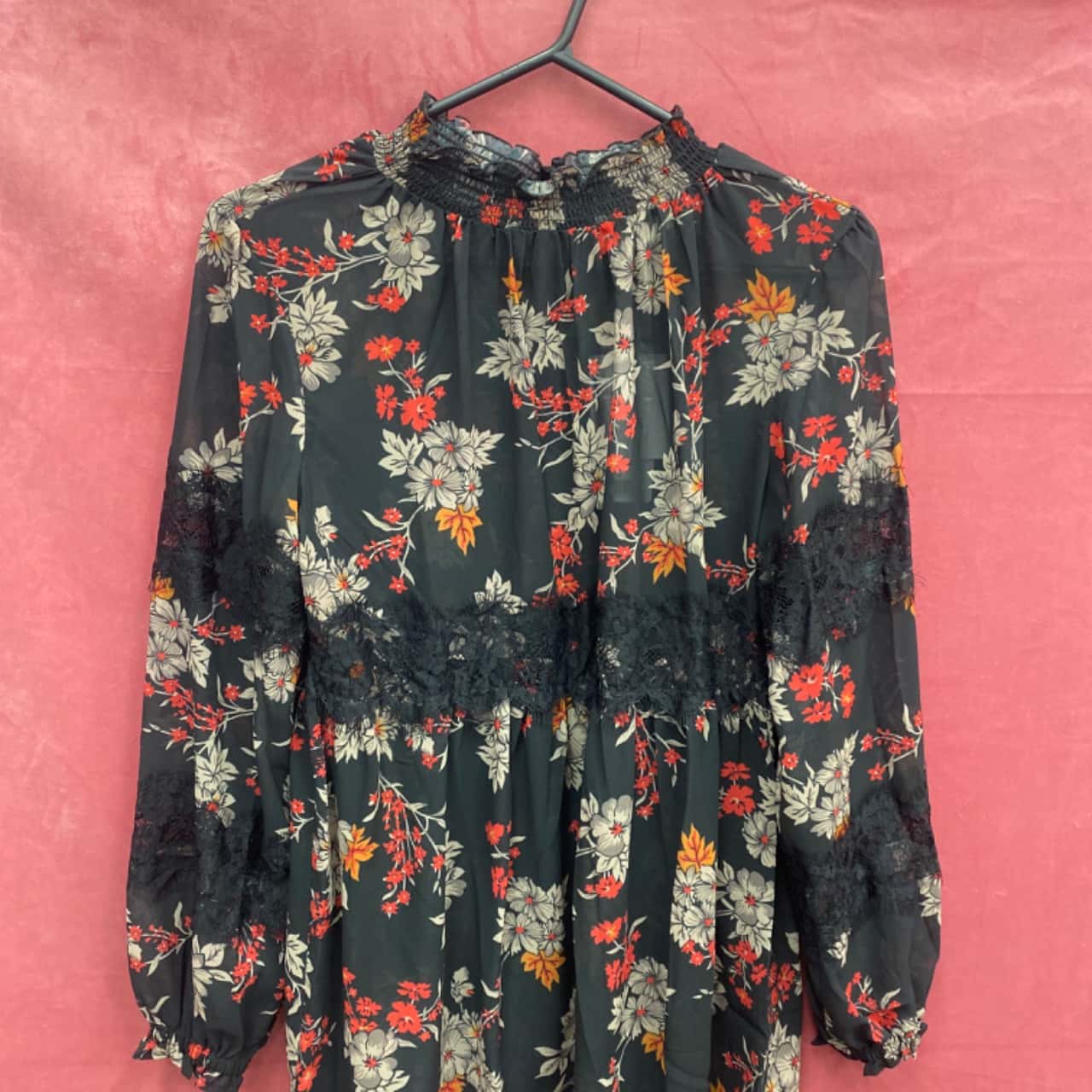 Heine Womens Size 12 Long Sleeve Black / Floral (s)
