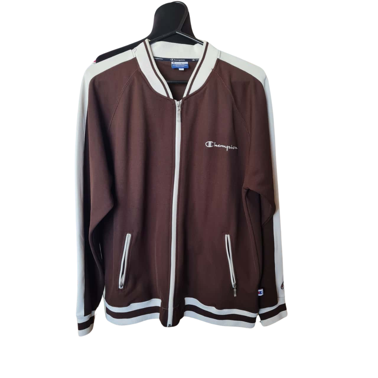 Champion Mens Size M Front Zipper Brown / Off White Jacket