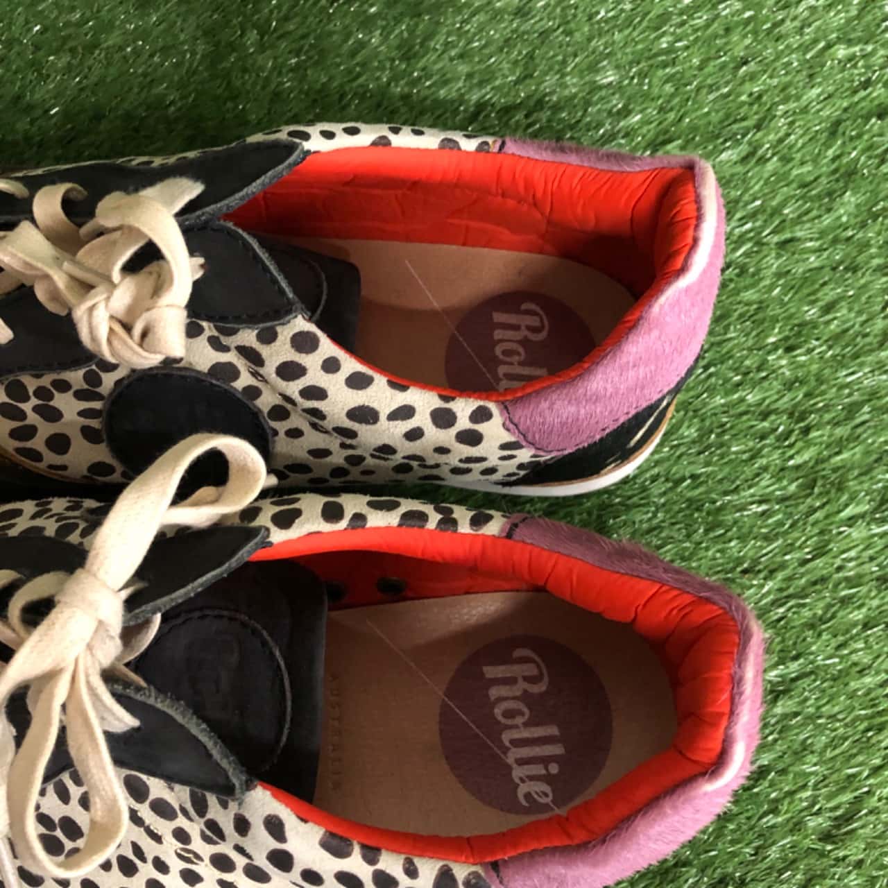 Rollie Trainer Gold Jungle Leather Multi- Textured Sneakers Size 44(s)