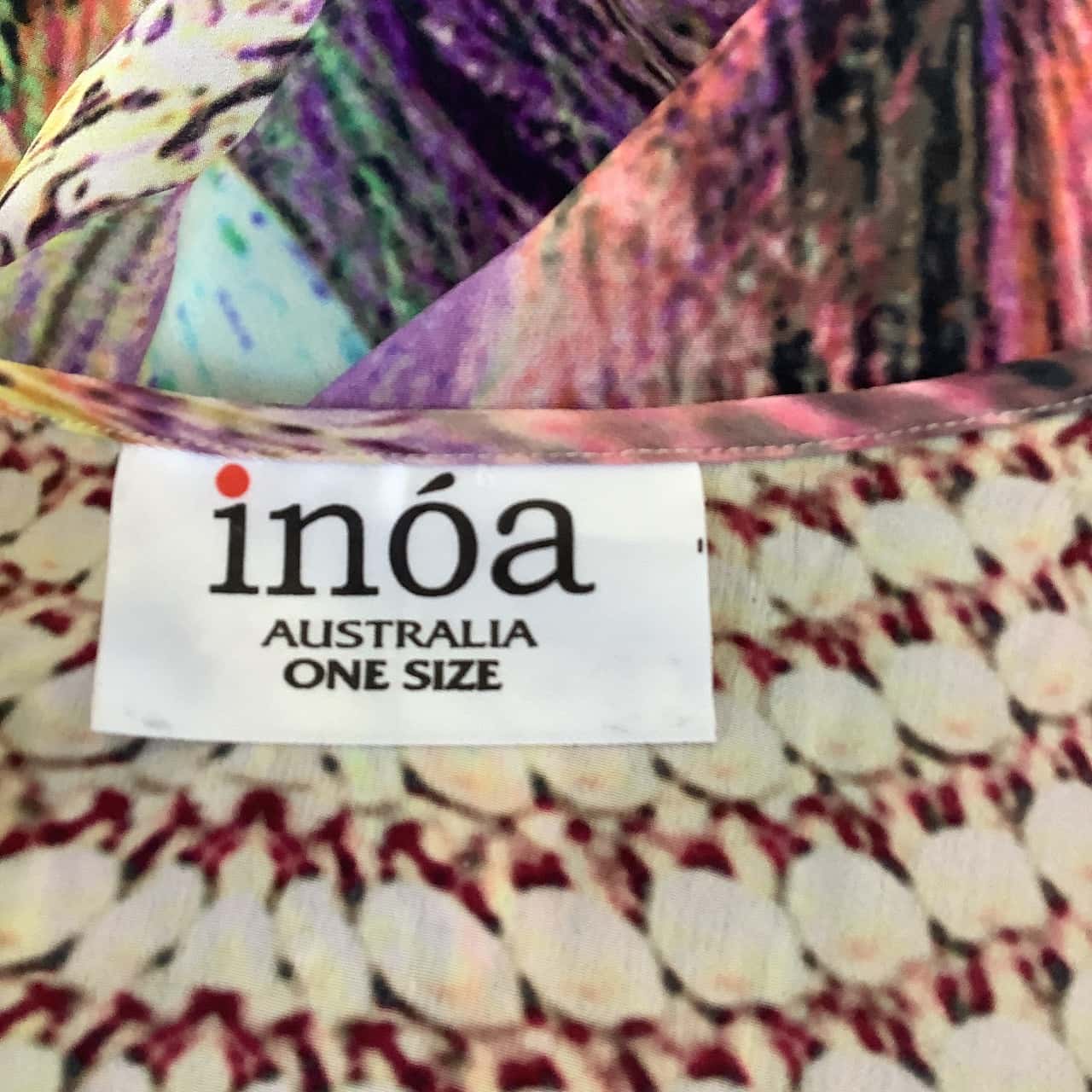 Inoa Womens Size L-XL 100%Silk Patterned Kaftan Multicoloured(s)