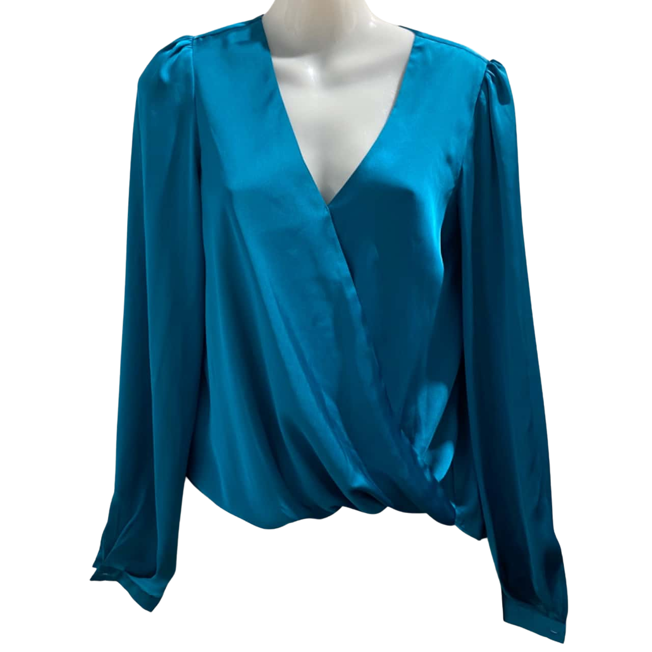 NWT. Portmans . Womens Size 6. Turquoise satin feel, long sleeves ...