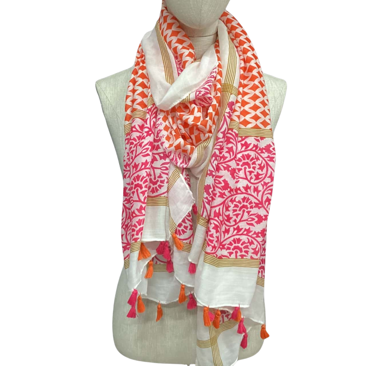 Edwina Jordan Scarf Cream / Orange / Pink (s)