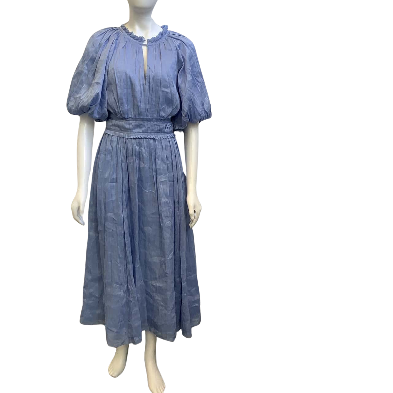 AJE Womens AUS 12 Label Size16, Silk and Linen Midi Dress Blue (s)