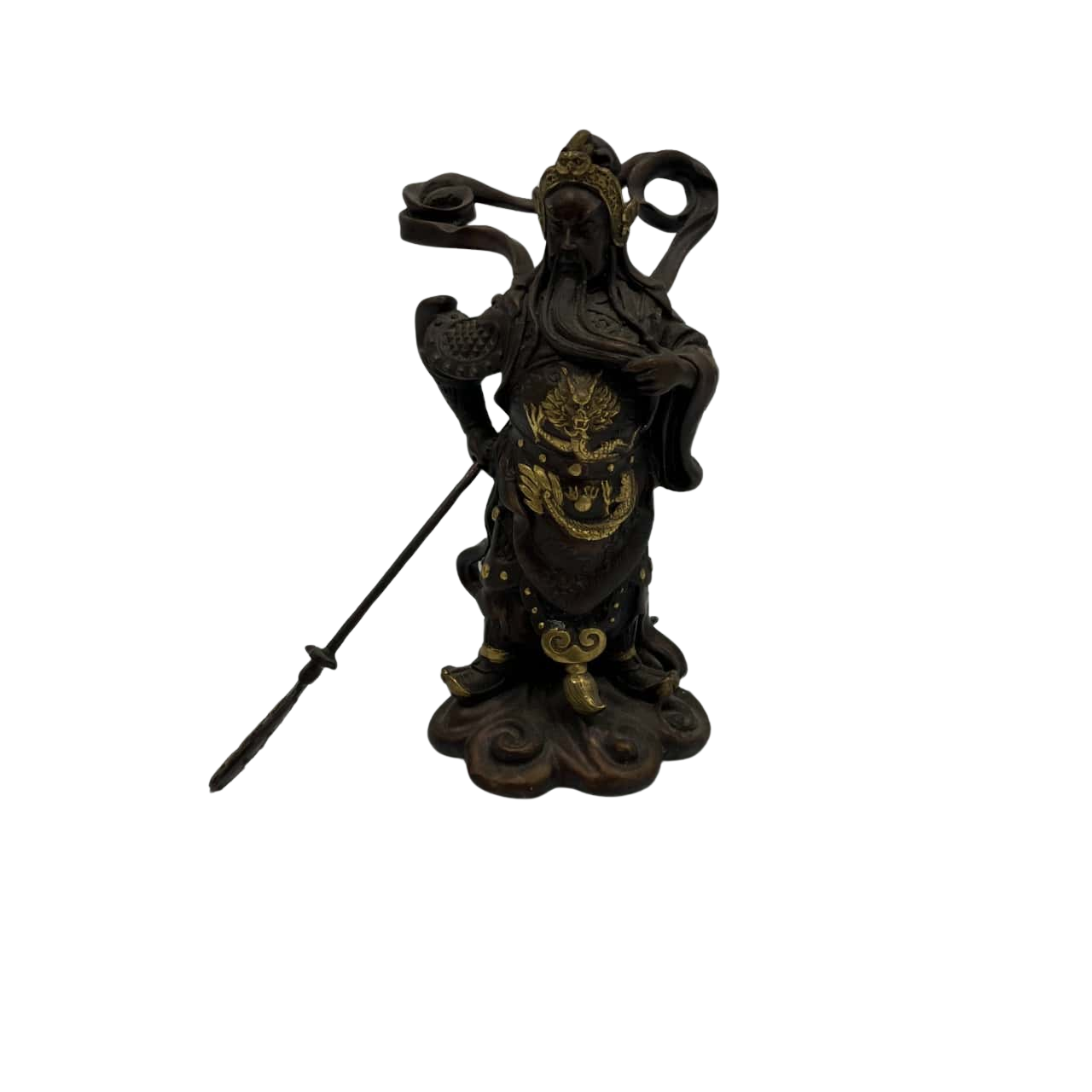 Brass & Bronze Statue of General Guan Yu - 17.5cm High