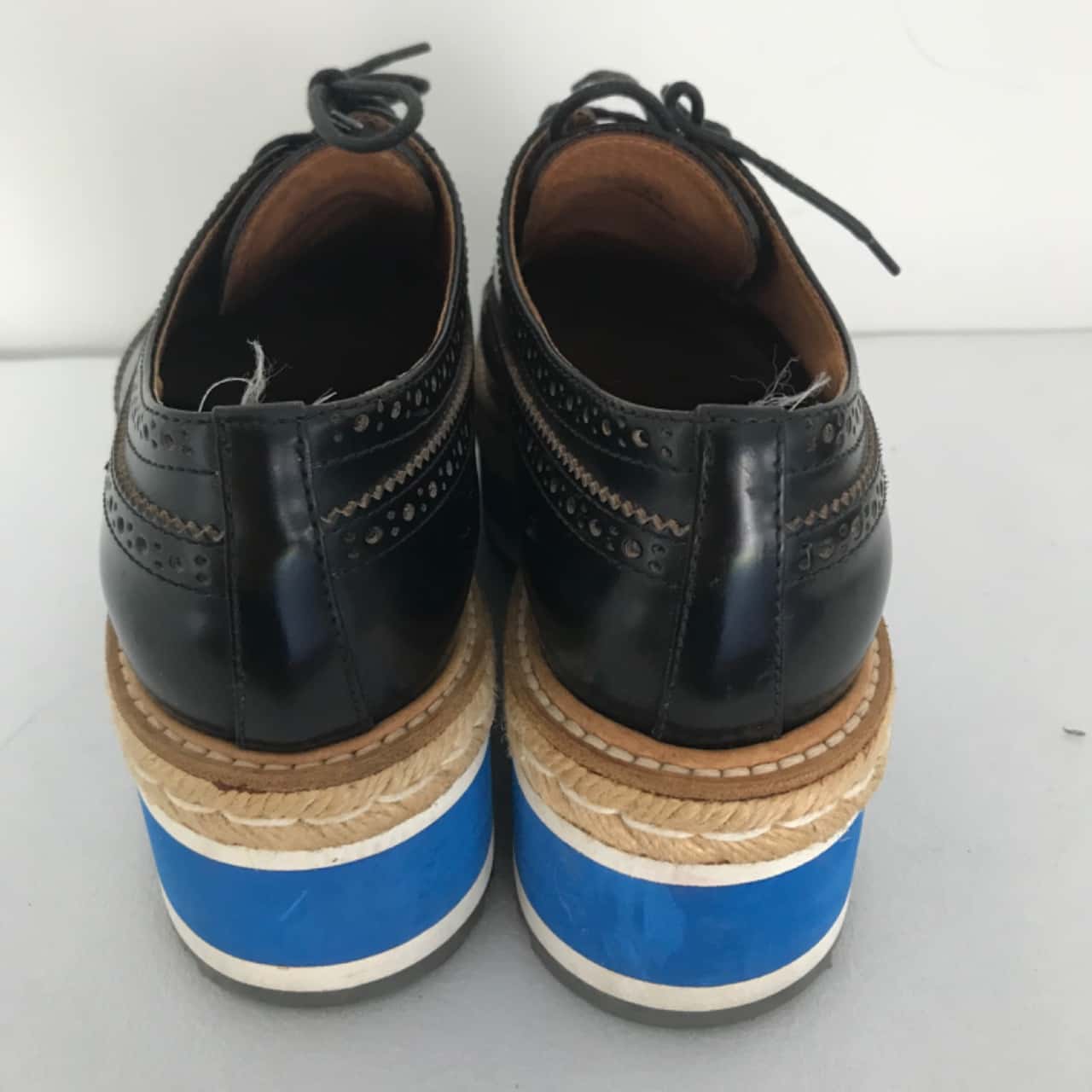 Womens Size 39 Black Vintage Look with Chunky Blue Soles Quirky (s)
