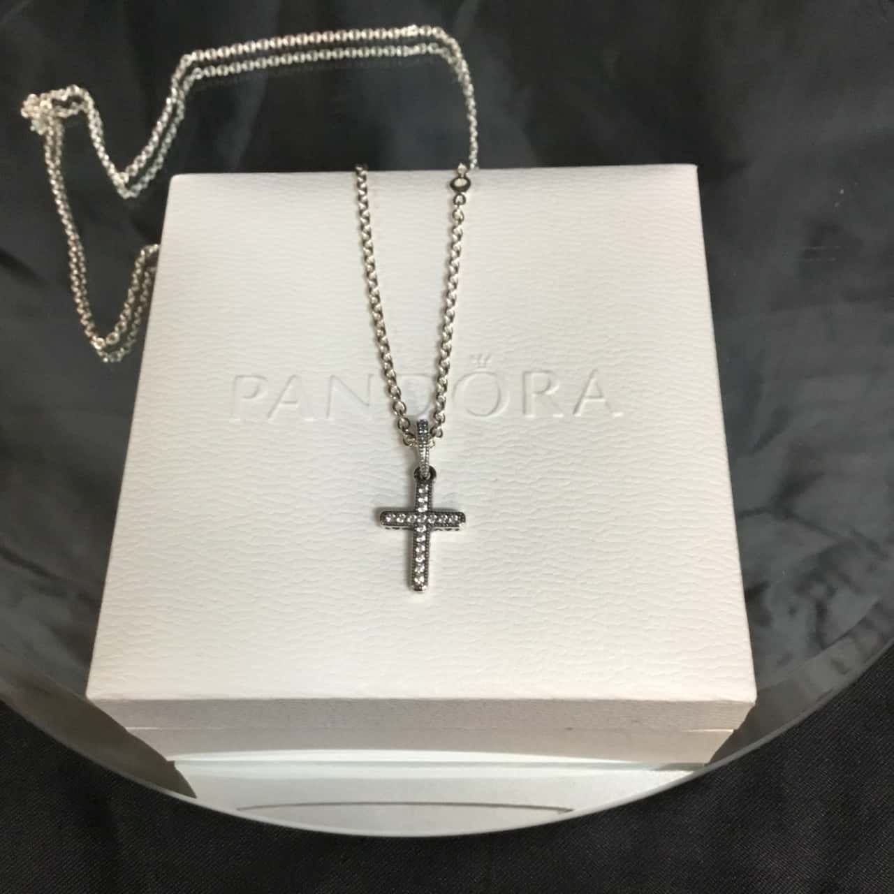 Pandora Cable Chain & Cross - Cross set with Cubic Zirconia Hallmarked ...