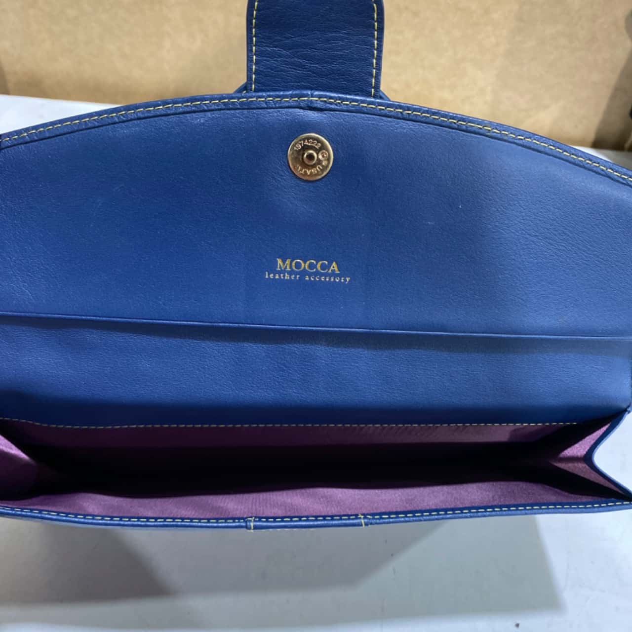 Mocca leather Womens Clutch Blue (s)