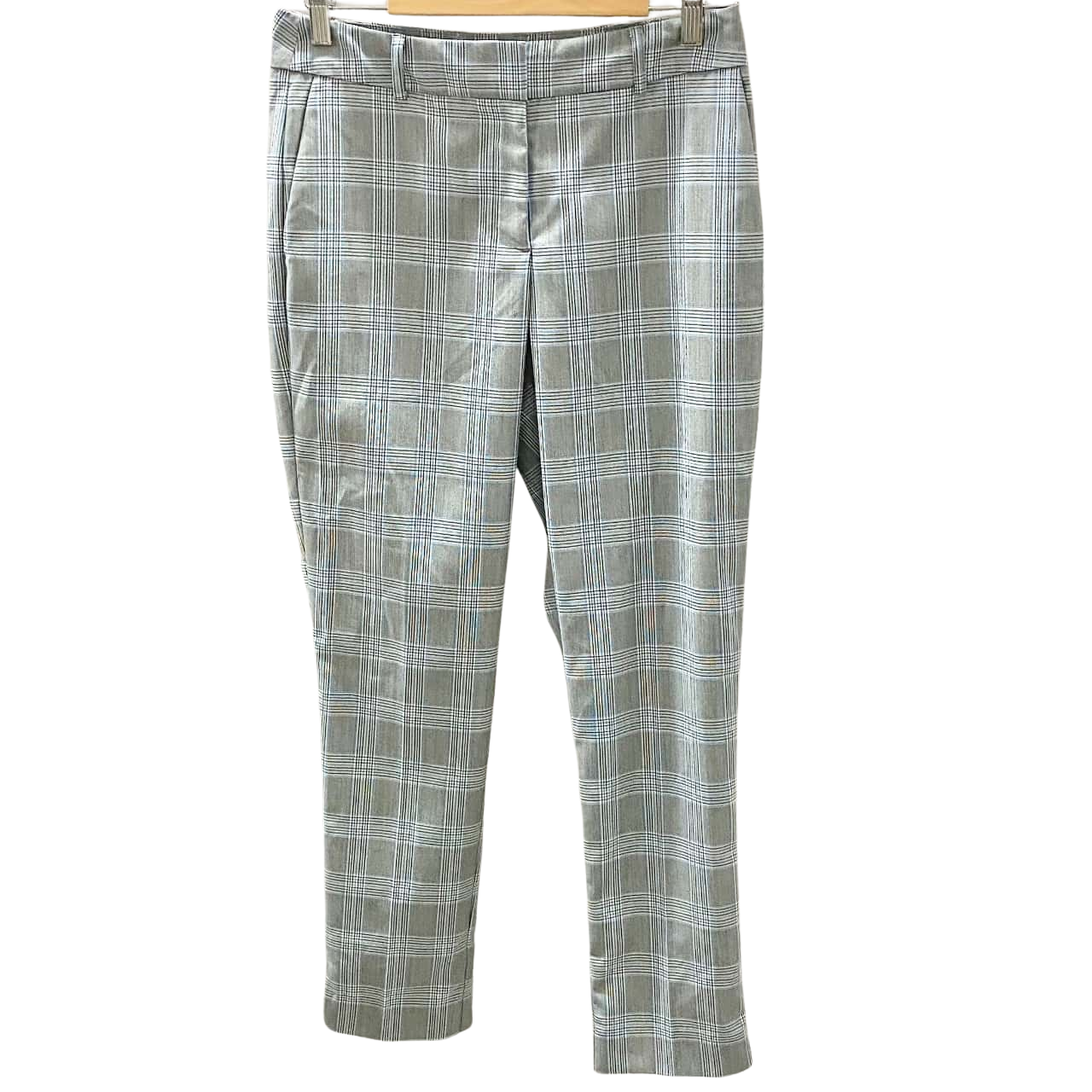 Basque Womens Size 8 Slim Fit / Straight Leg Checked / Silver Pants(s)