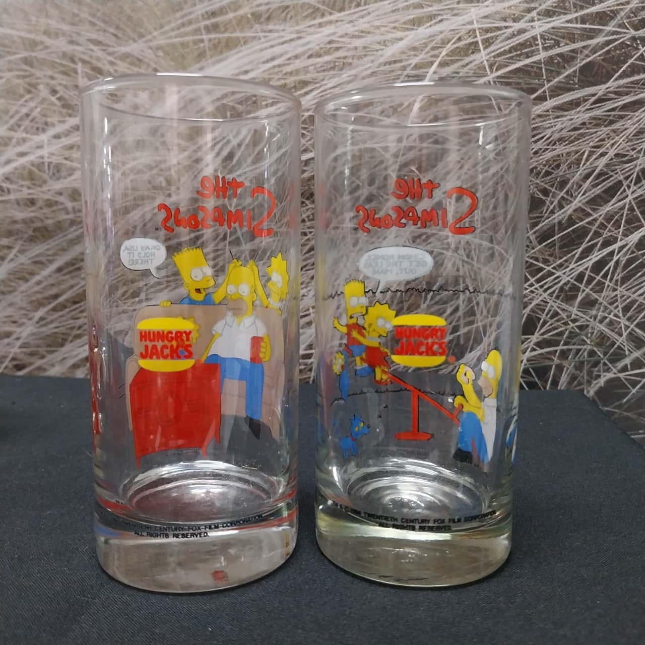 Vintage The Simpsons 1994 Collectable Drinking Glasses Hungry Jacks