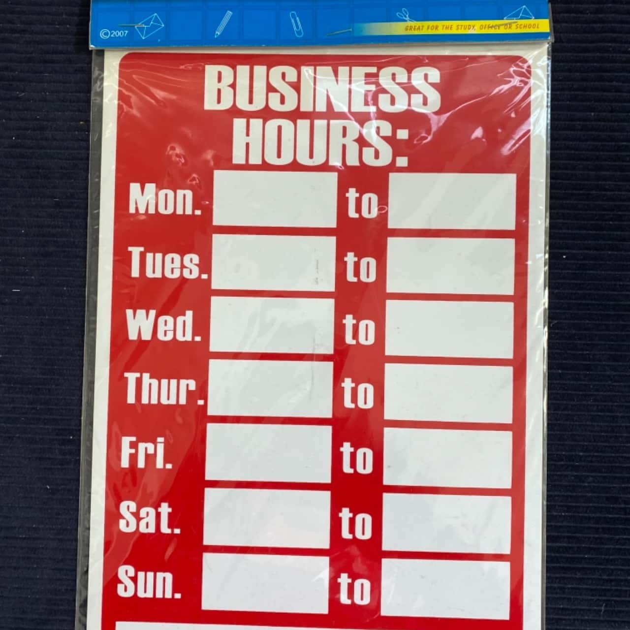 Business hour store sign(s)