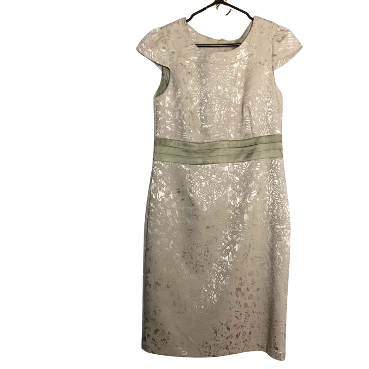 Diana Ferrari Beige Patterned Sleeveless Dress Size 12