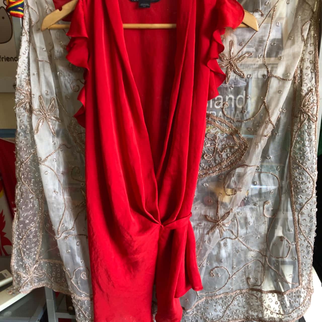 Armani Exchange Size M Red Wrap Top