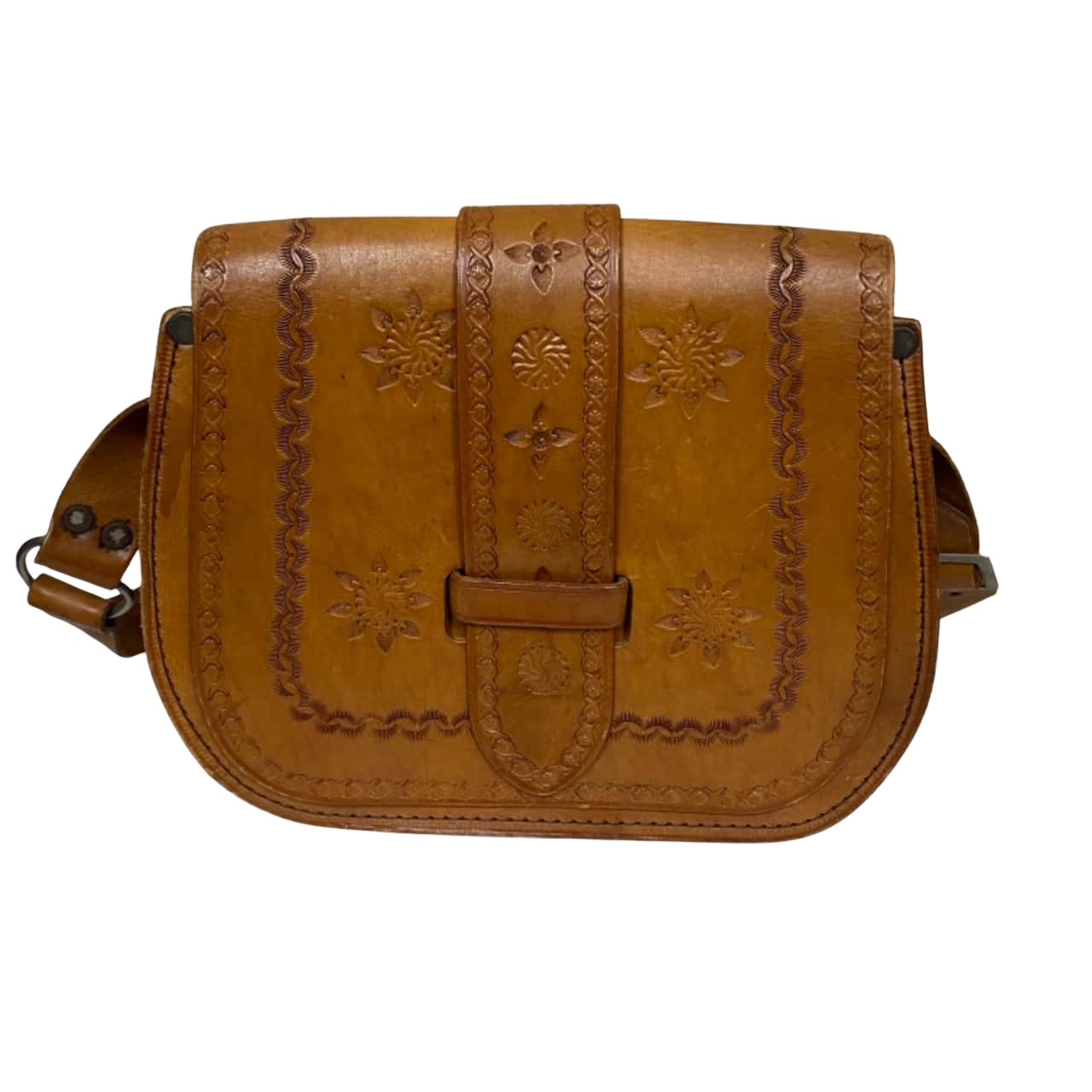 Vintage Hand Tooled Leather Handbag