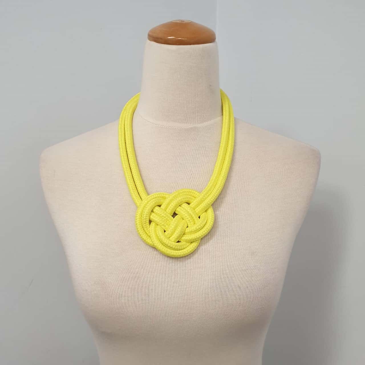 Lemere Fluro Yellow Womens Cotton Cord Knot Statement Choker Style Rope ...