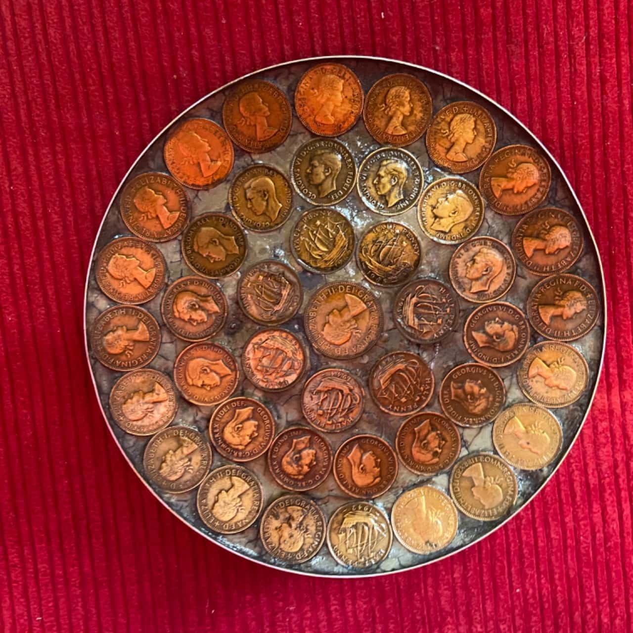 Handmade Half Penny Plate from 1939-1965(s)