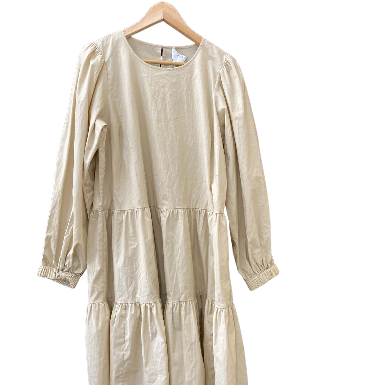 Witchery Womens Size 12 Nougat Cotton Tiered Dress S