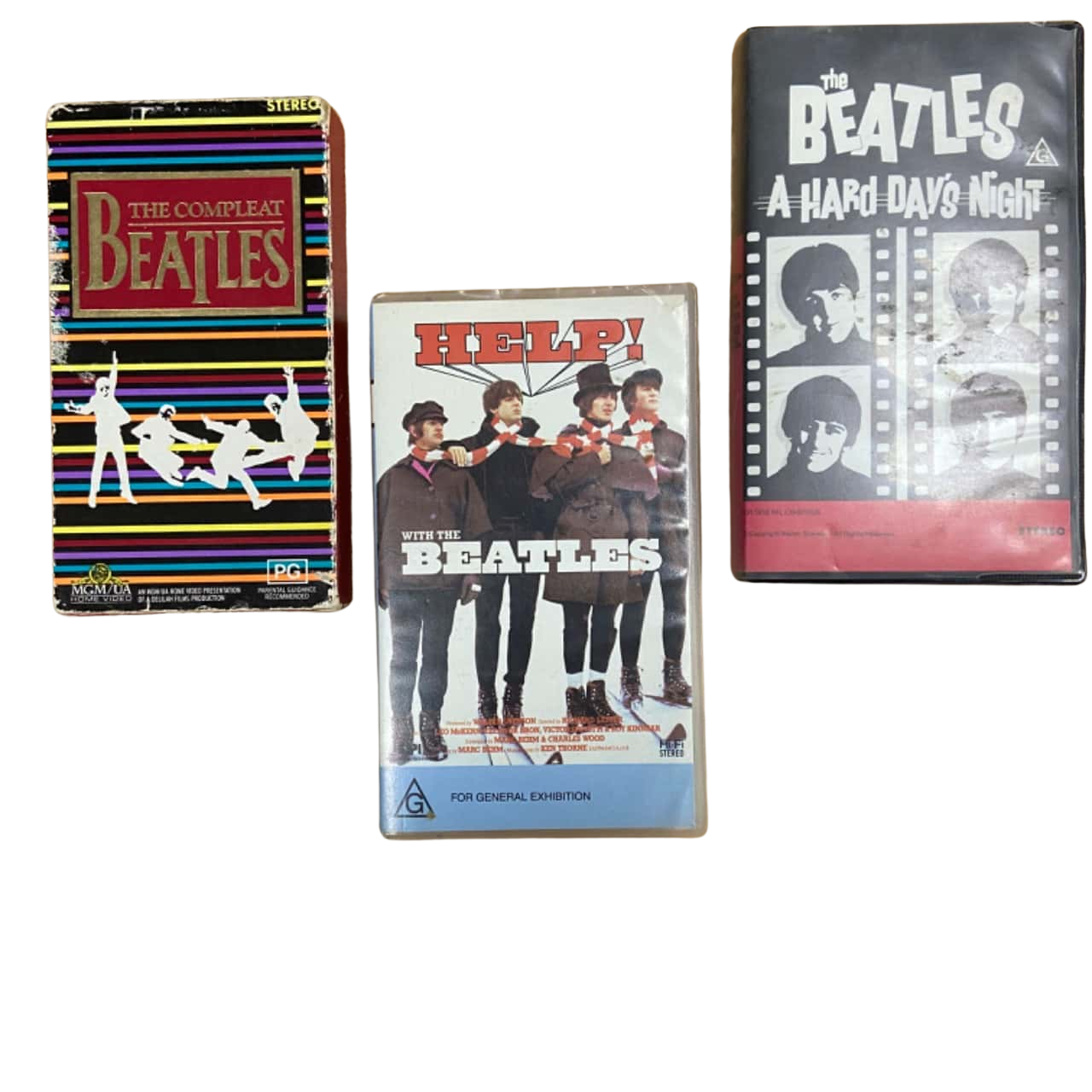 Assorted Beatles VHS tapes