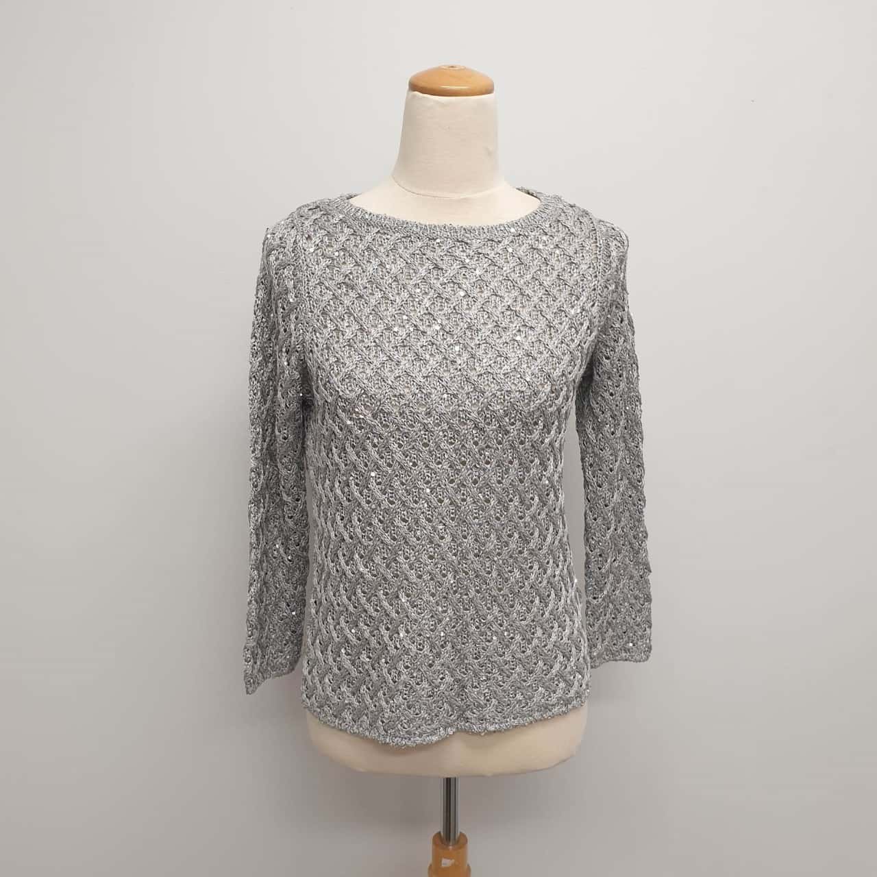 Monsoon UK Elegant & Super Pretty Silver Grey Glitter Sequined Open ...