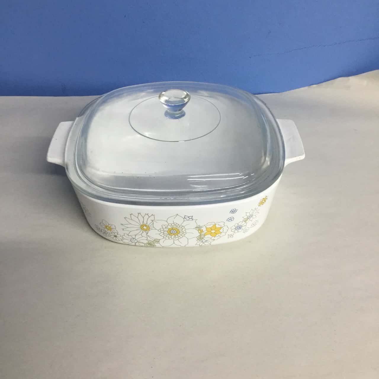 Vintage Corning Ware Blue, white and yellow flower Pattern Casserol ...