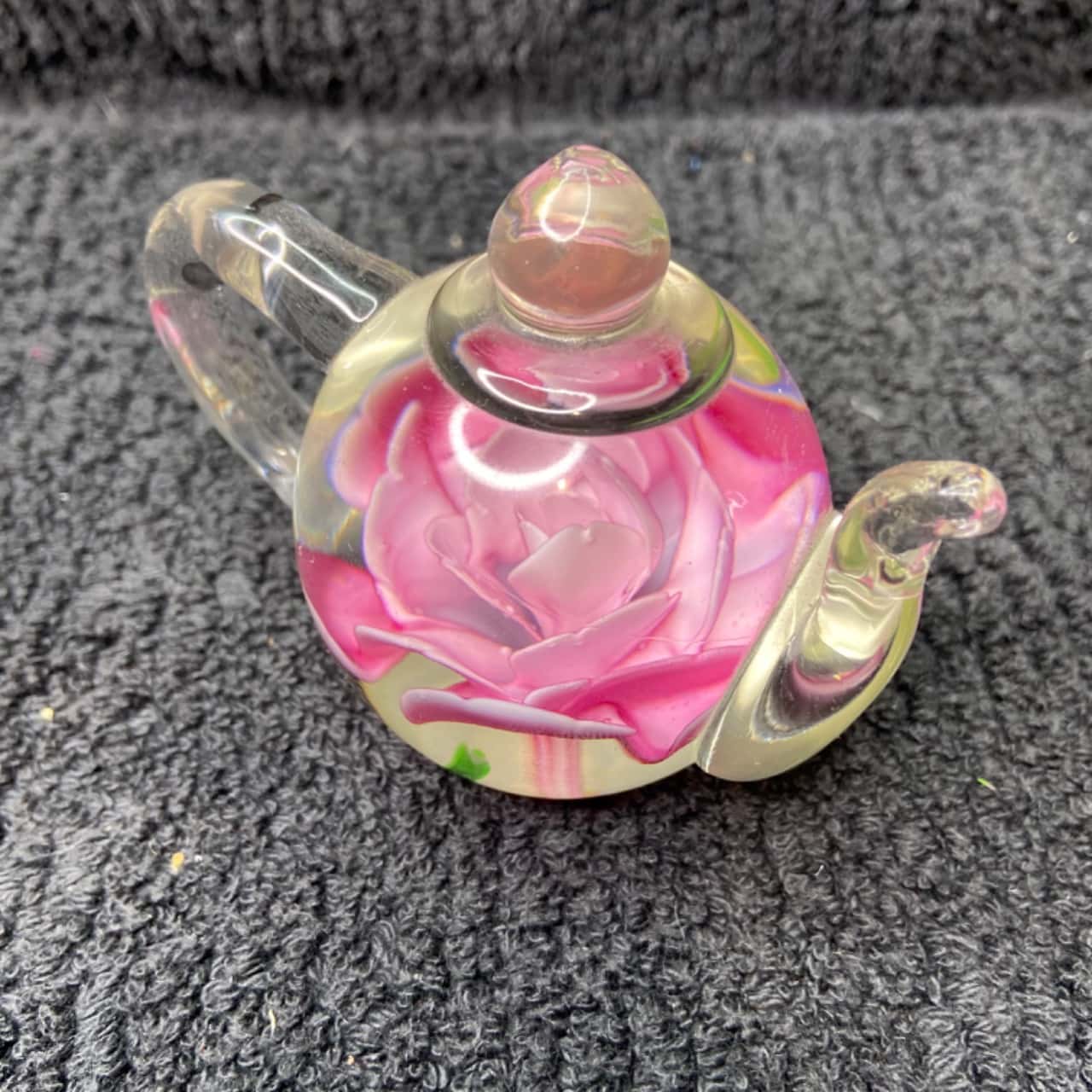 Vintage Glass Flower Teapot Paperweights