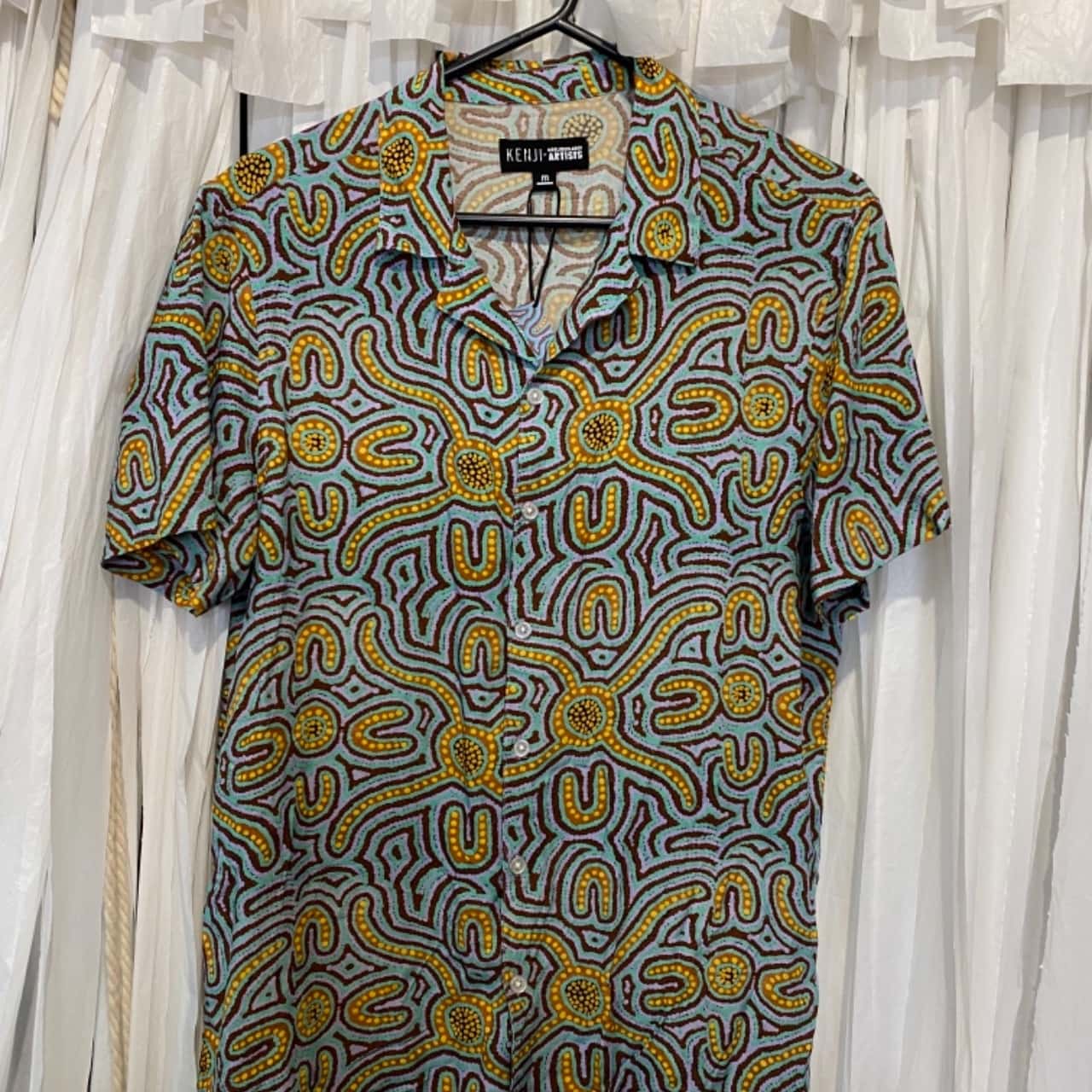 Kenji Mens Size M Short Sleeve Multicoloured Aboriginal Pattern (s ...