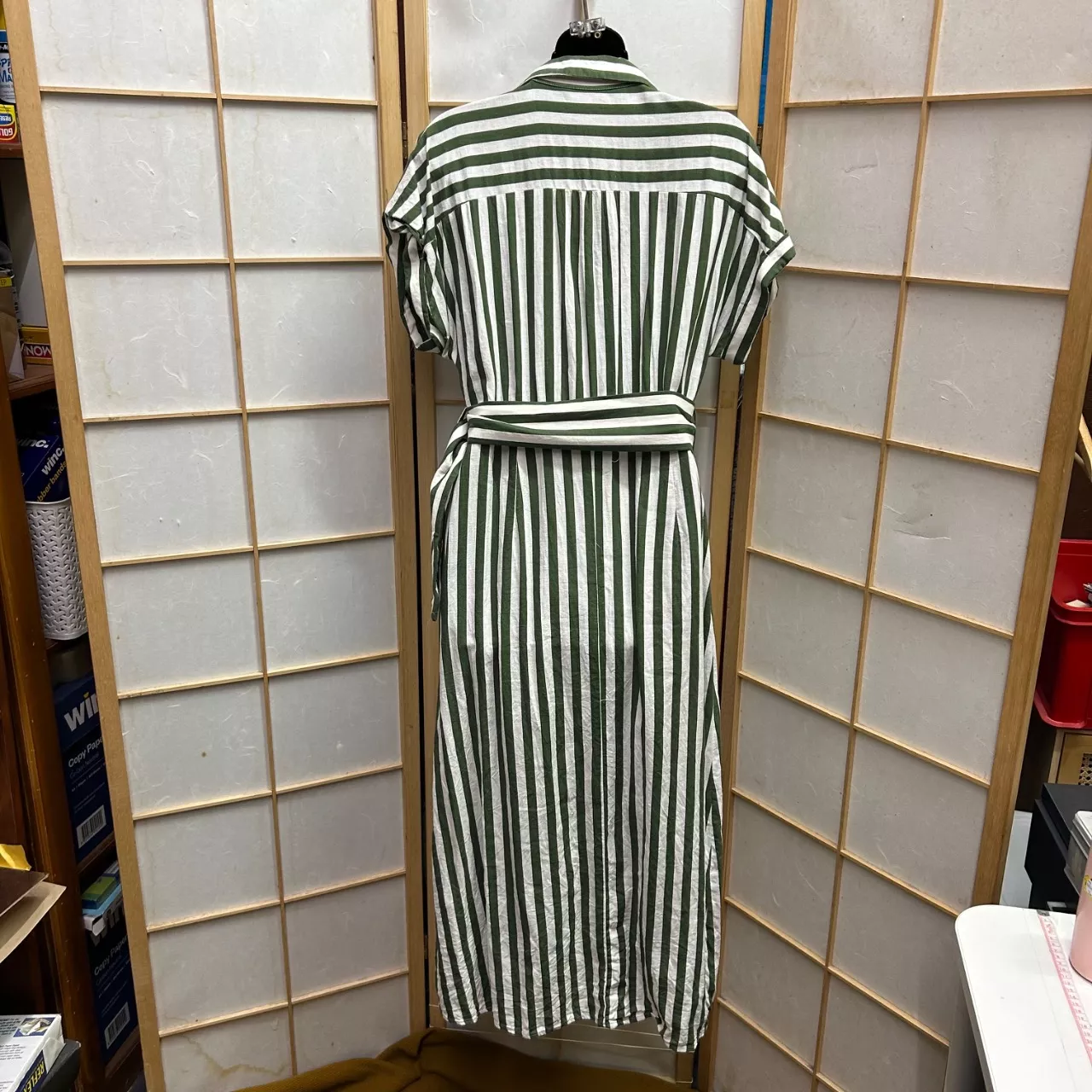 Zara Women’s Size L Linen Blend Maxi Dress / Shirt Dress / Short Sleeve ...