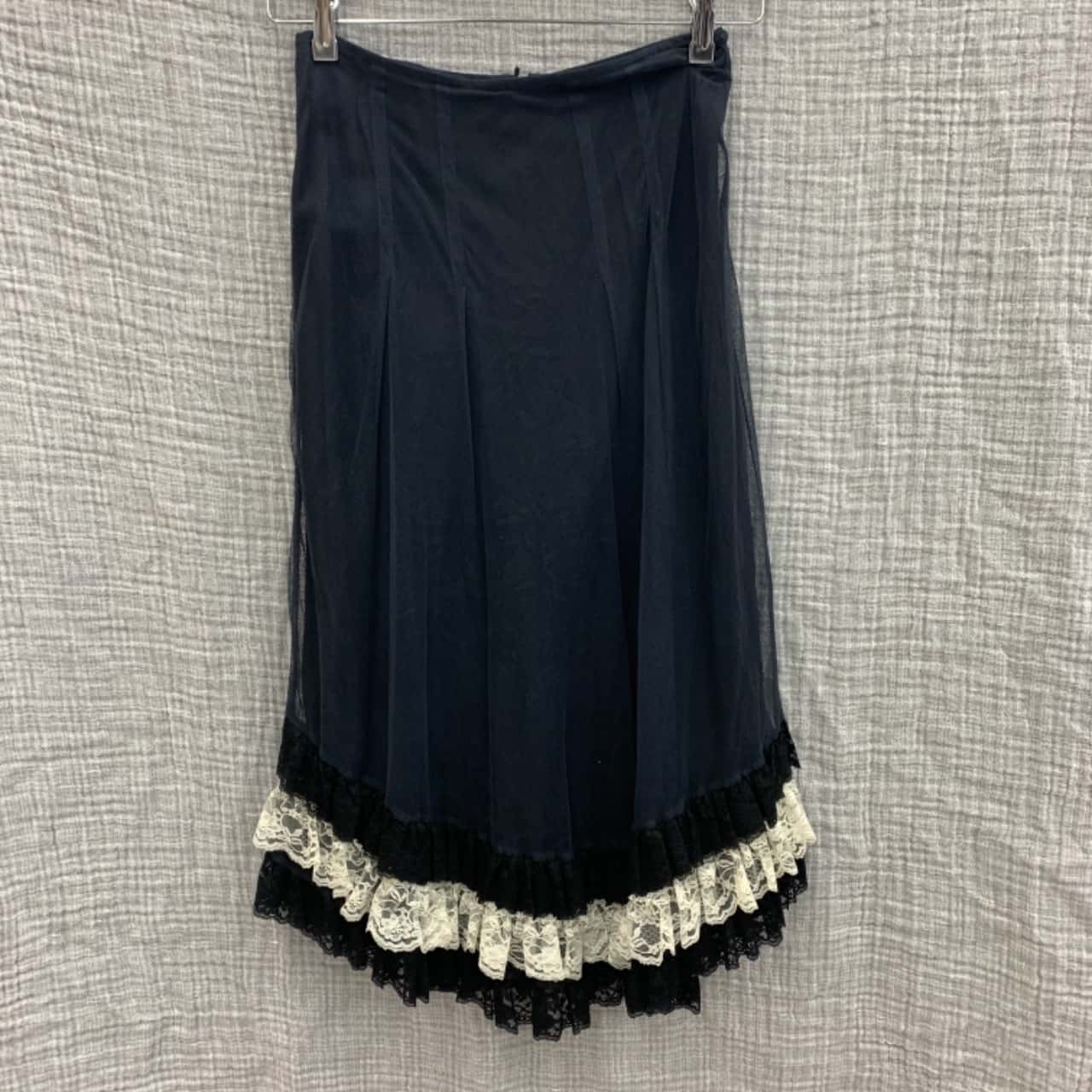 Giulia Minetti Women's Pleated A-Line Skirt Size 2, Black/White(s)