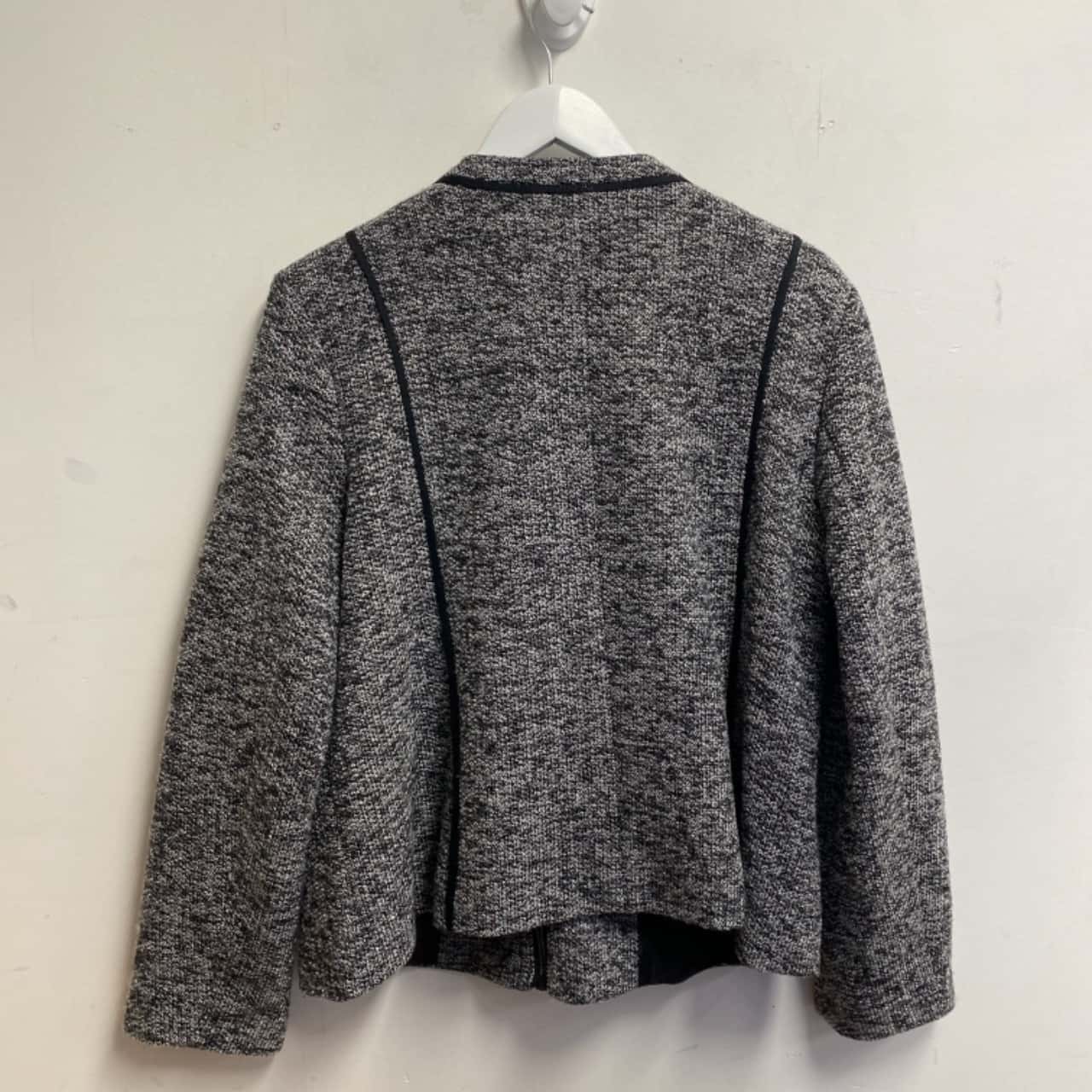 Liz Jordan Size 18 Textured Piping Detail Zip Jacket Black / Grey