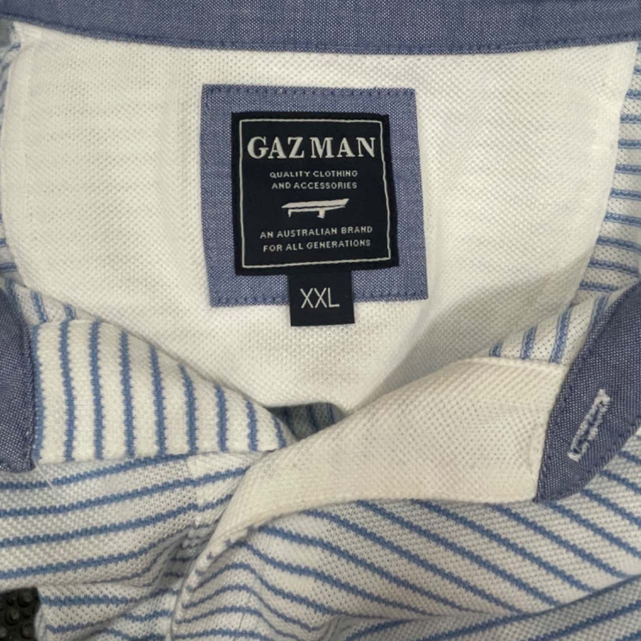 Gazman Mens Size XXL Polos Blue / Striped / White (s)