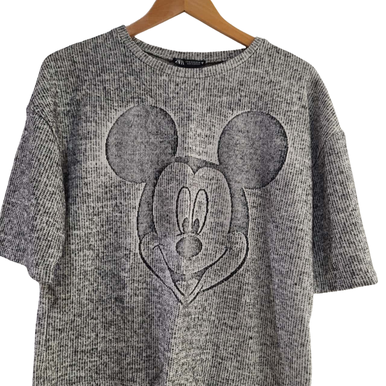 Zara X Disney Mickey Mouse Gray Soft Knit Shirt - size M
