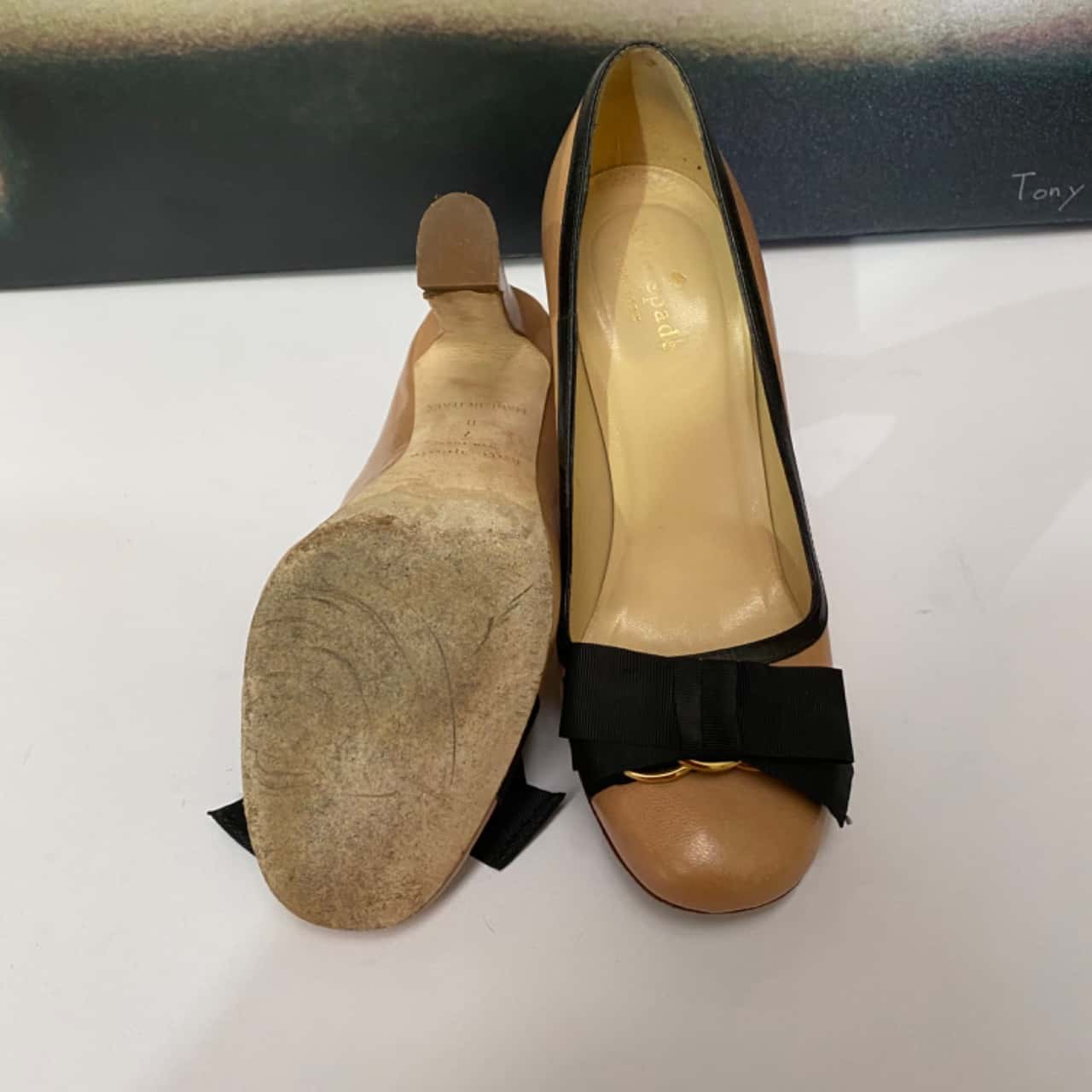 KATE SPADE Bow High Heels Size 7 Beige (s)