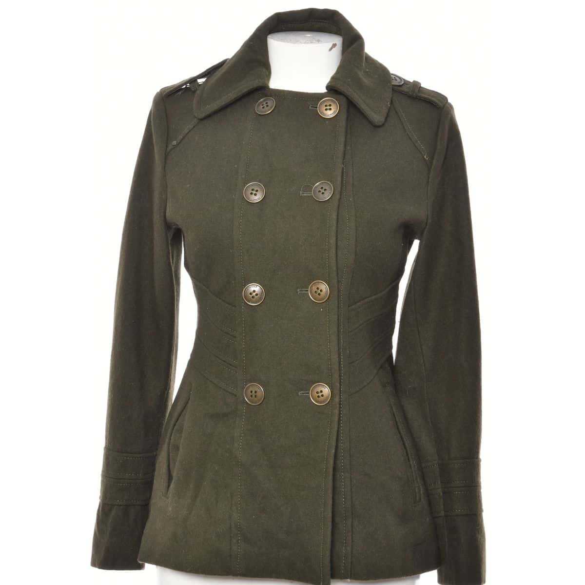 Kenneth Cole Womens Size 8 Double Breasted Dark Green Peacoat Wool Blend(s)