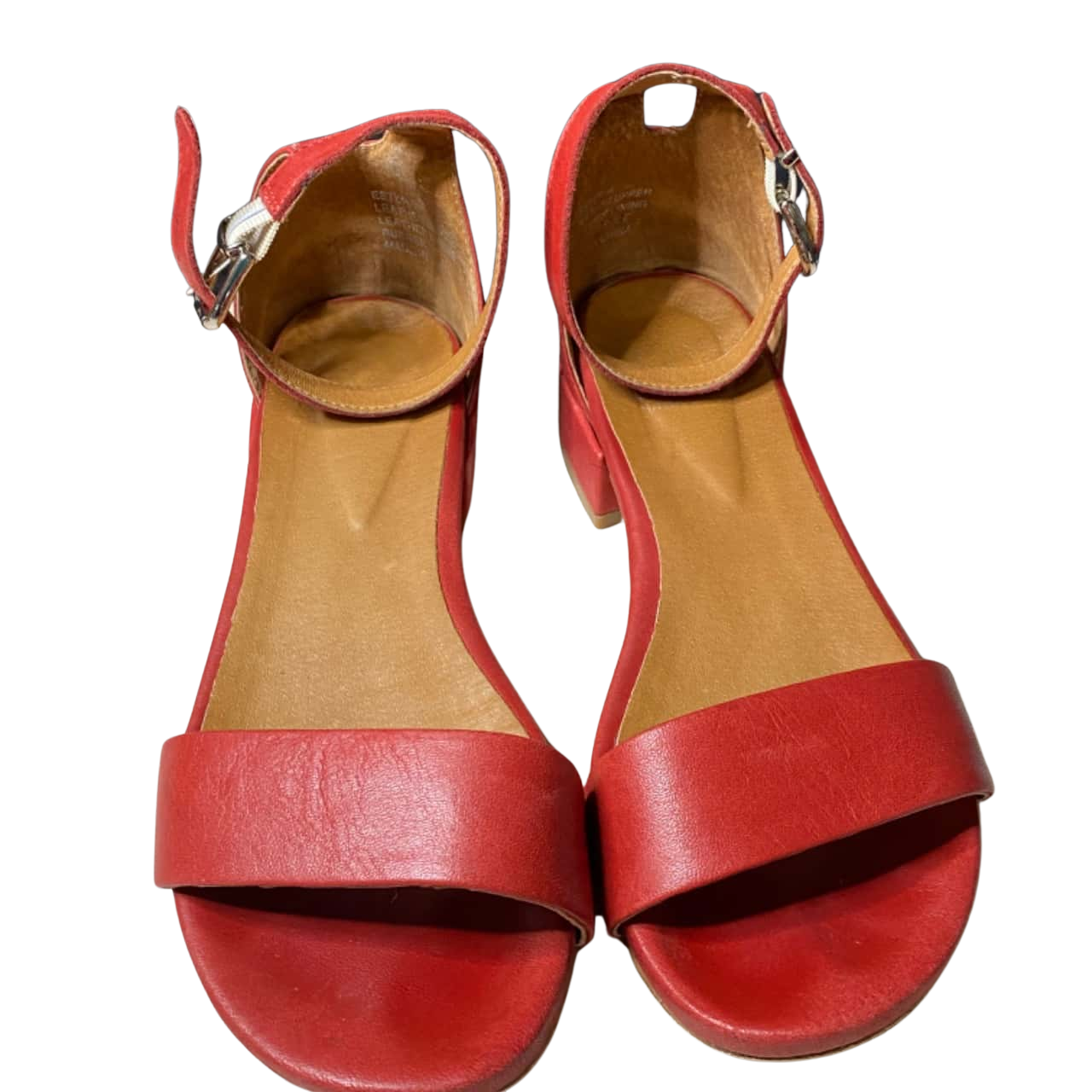 EOS Red Leather Ankle Strap Sandals Size 37(s)