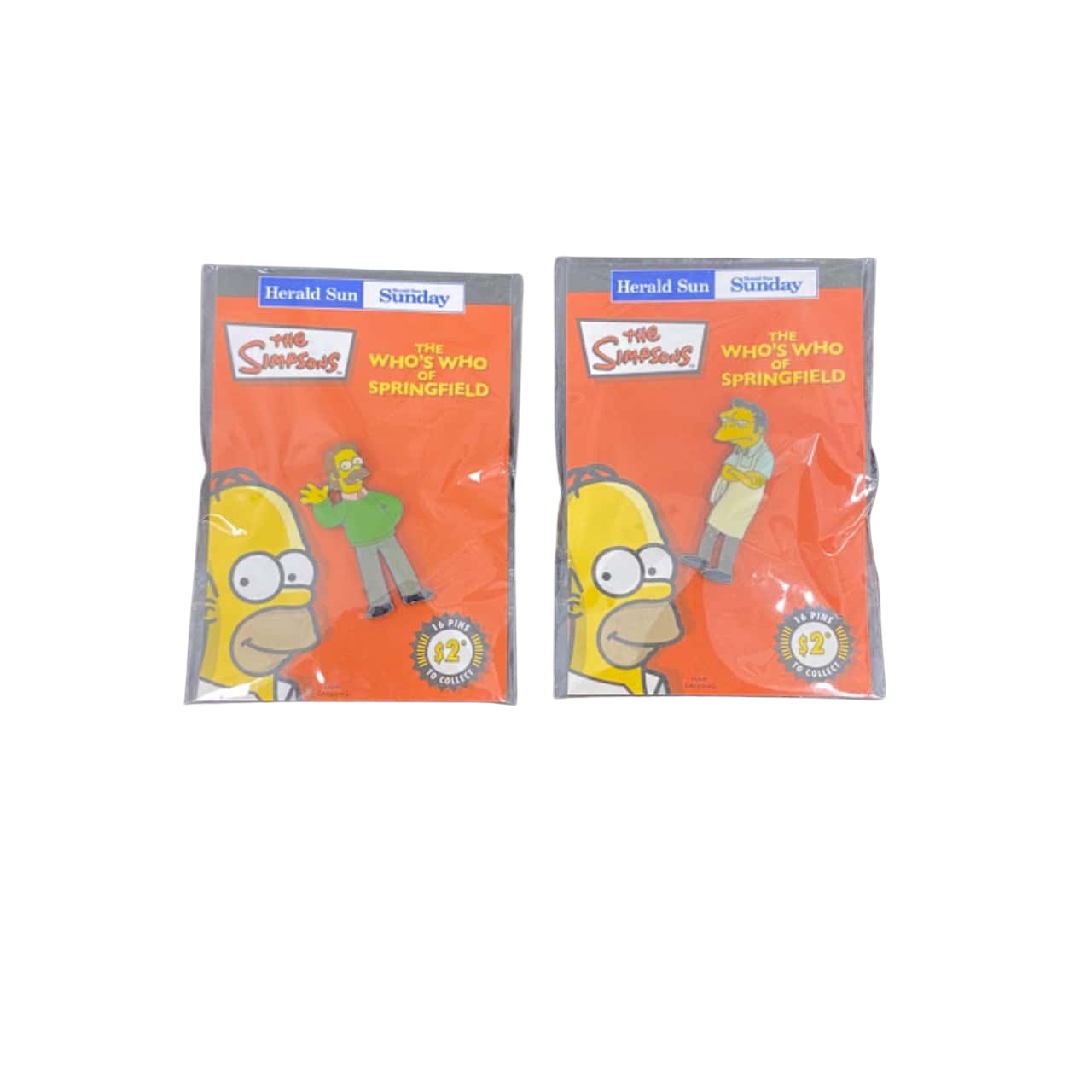 x2 Herald Sun The Simpsons Pins NEW