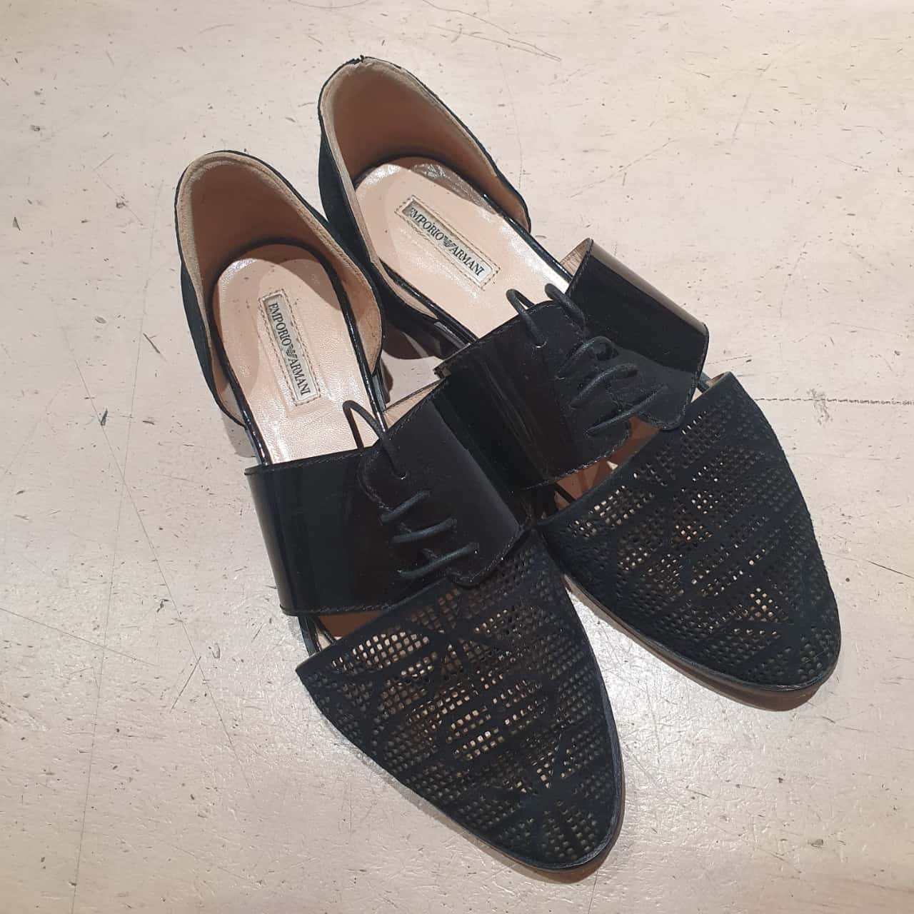 Emporio Armani Size 36 Black Mesh Cut Out Brogues(s)