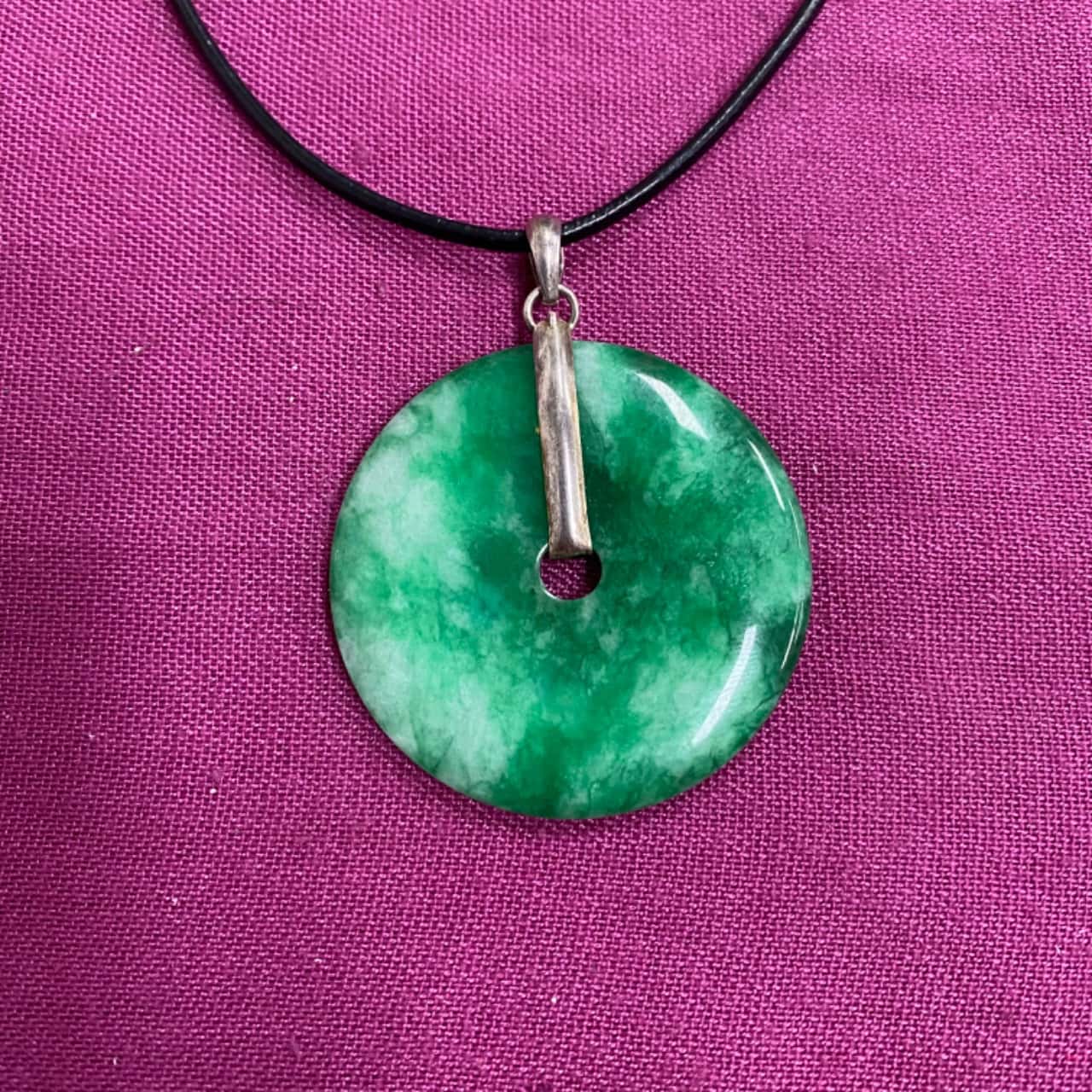 Womens 925 Silver and Green Stone Disk Pendant Necklace(s) - Used Very ...