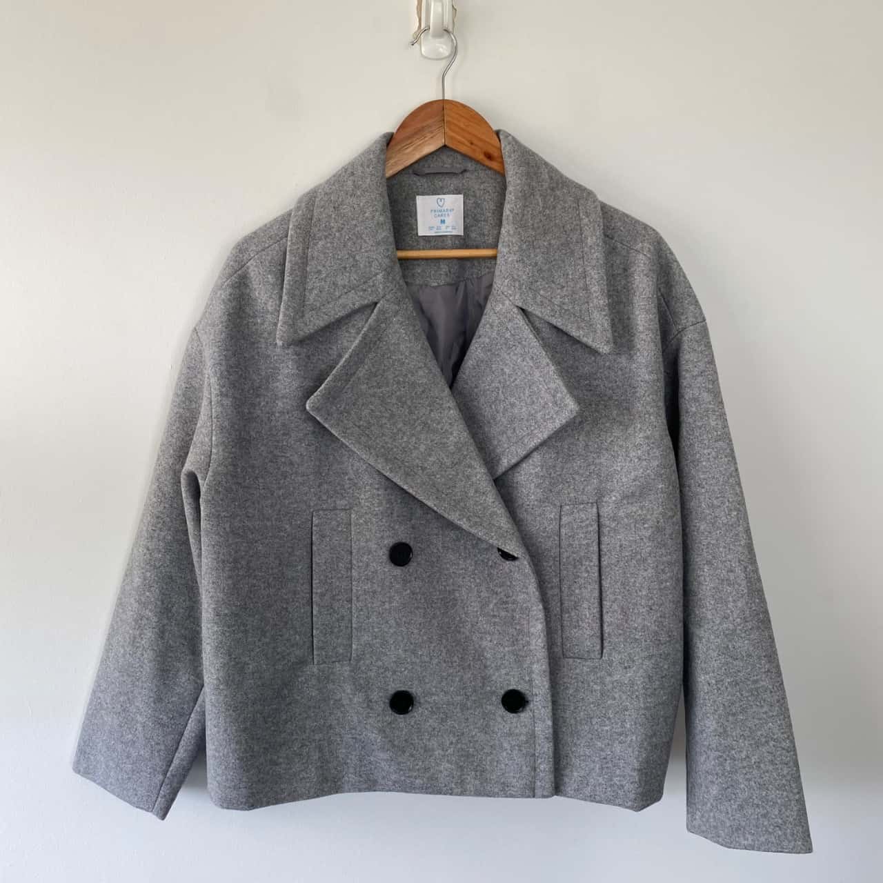 Primark Grey Two Button Winter Jacket Size 12 / 14 (s)