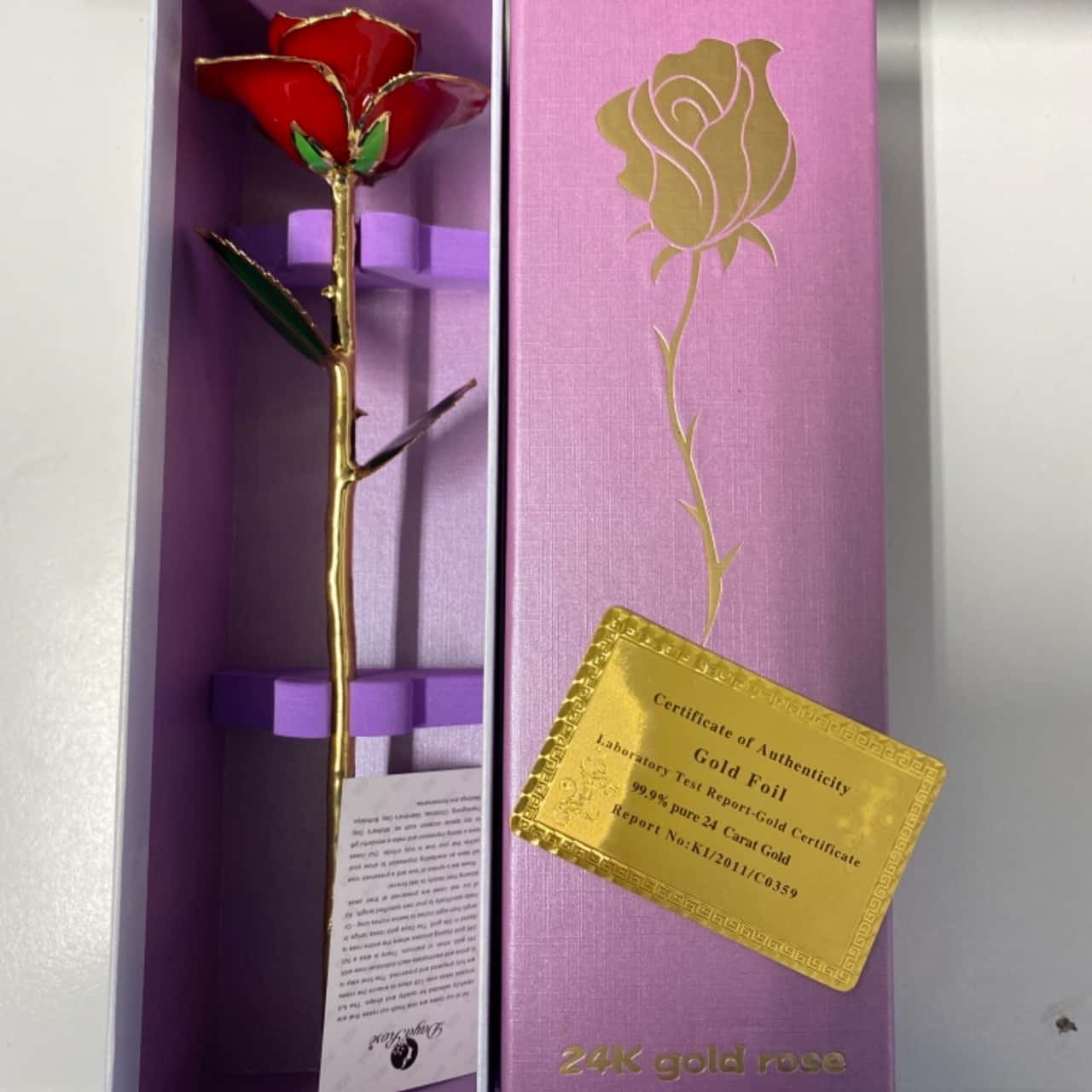 24k Gold Dipped Forever Rose W/ Cert of Authenticity BNIB(s)