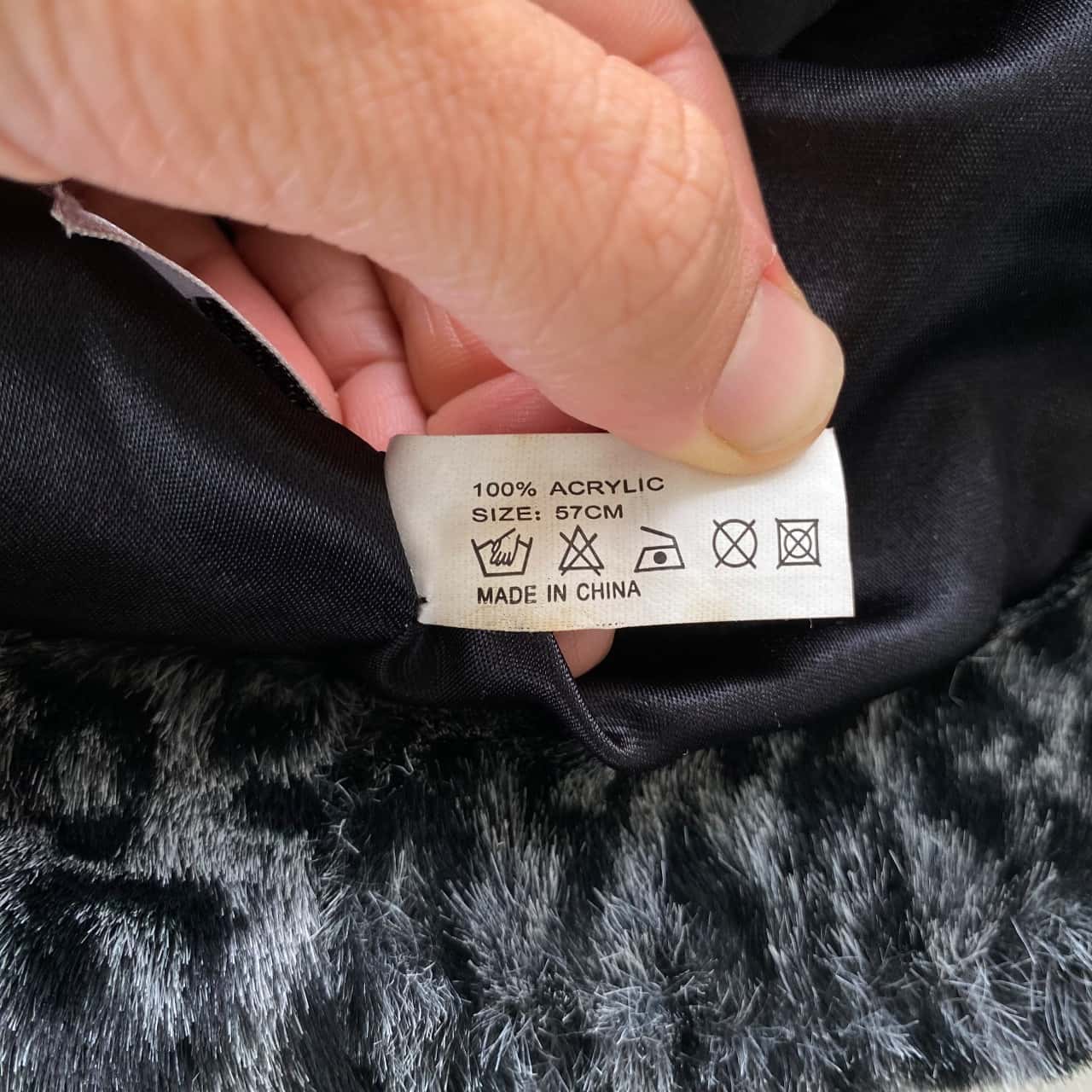 Caterina Lucci Grey Black Animal Print Hat Size 57cm