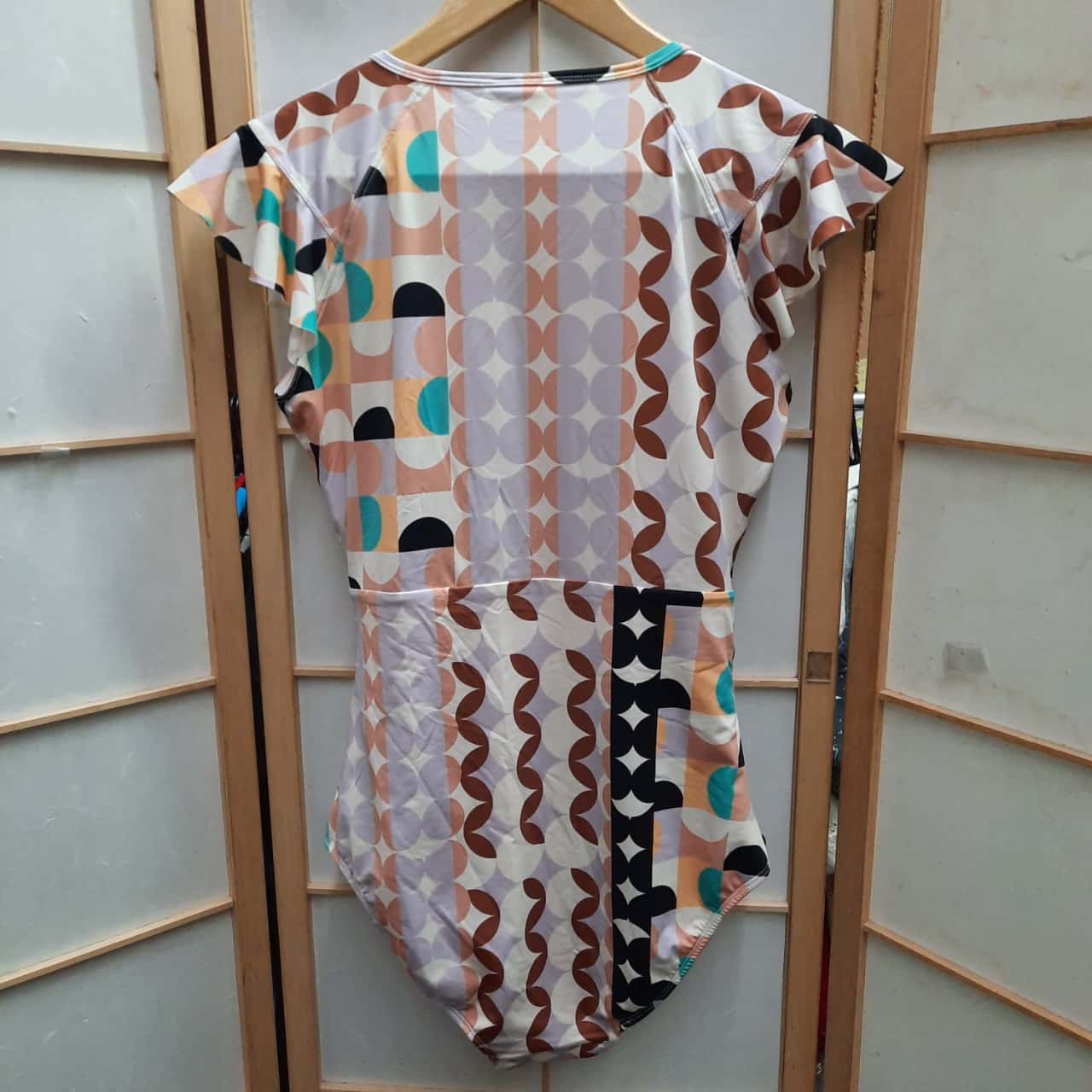 SUNSOAKED Size 10 One Piece with Ruffled Cap Sleeves